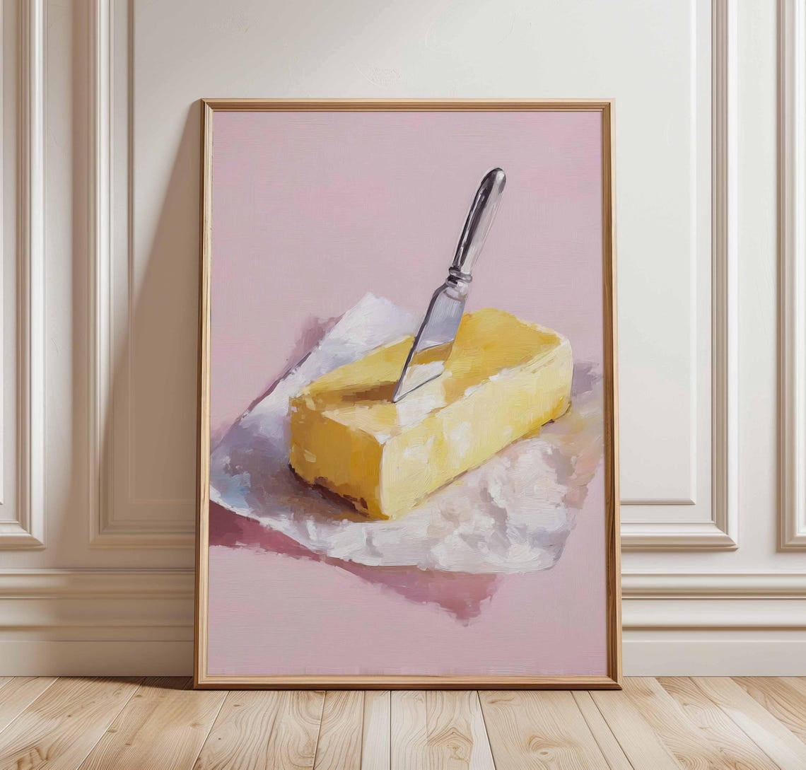 Butter Still Life Pink Yellow Impasto Poster Unframed Paper Print ...