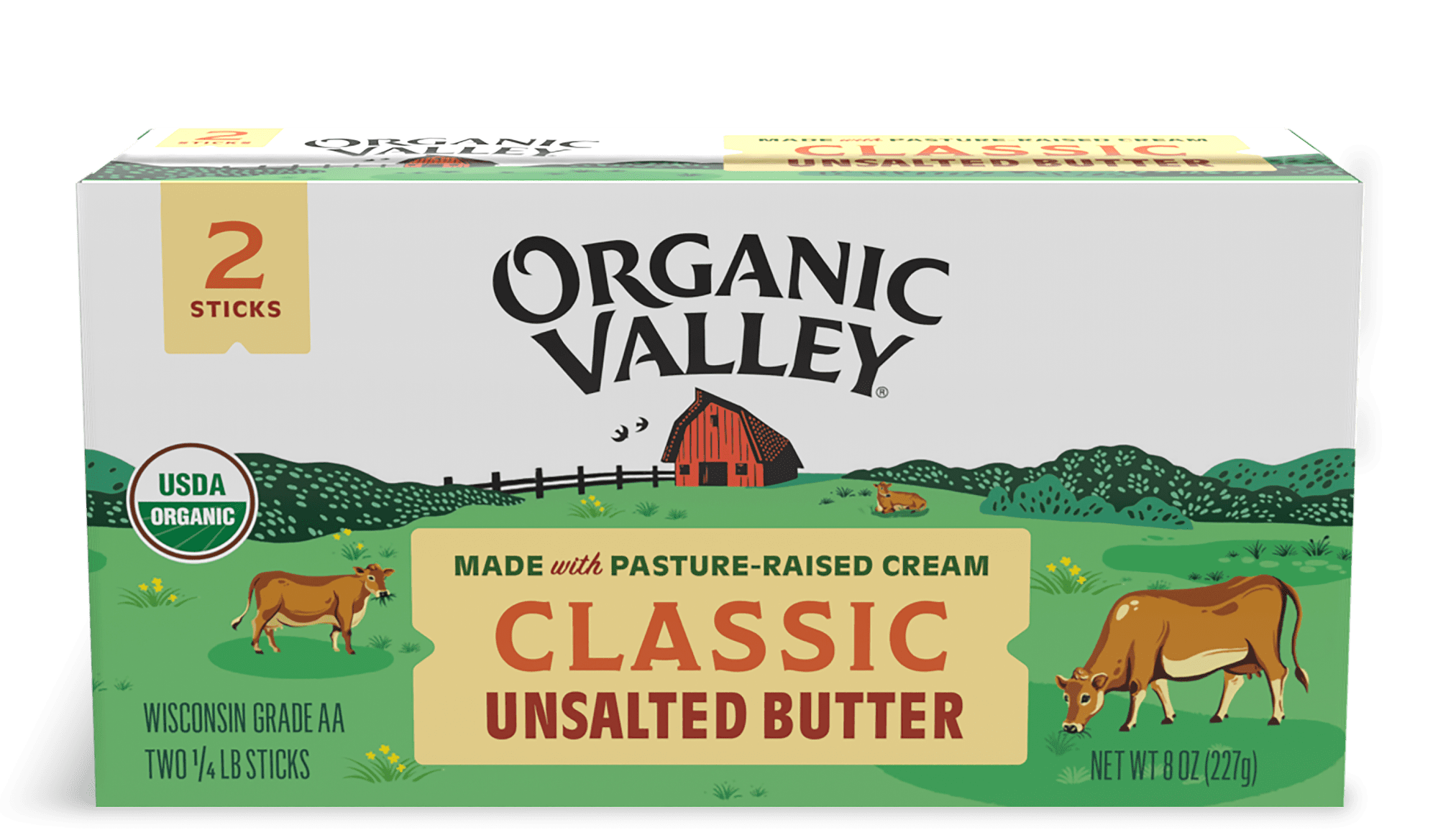 Organic Valley Unsalted Organic Butter, 8 oz, 2 Sticks - Walmart.com