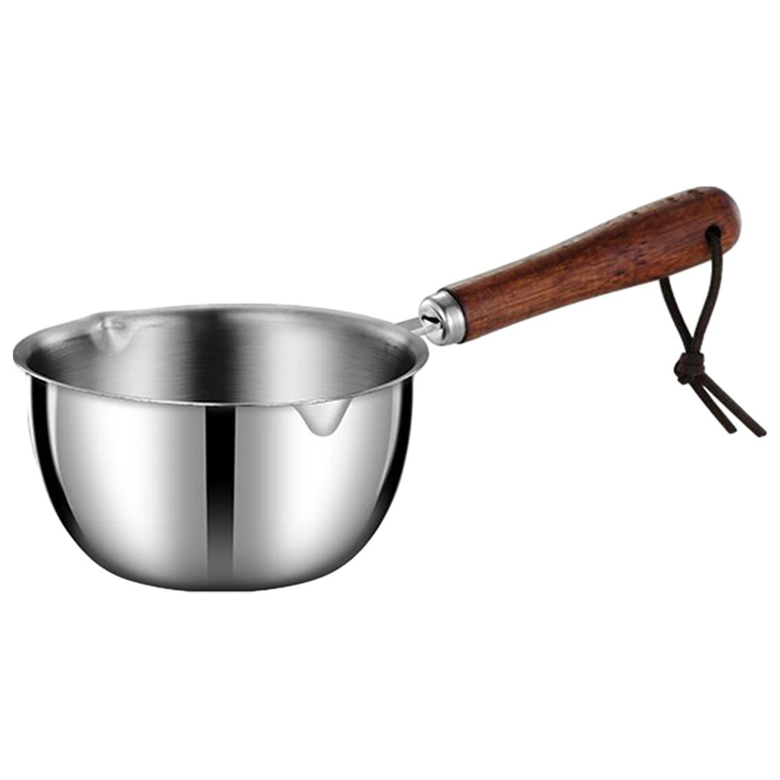 Butter Warmer Pan Milk Pot with Dual Pour Spouts Wood Handle with Scale ...