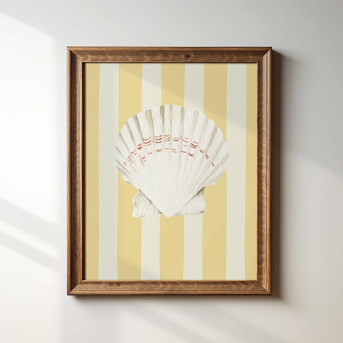 Butter Yellow Striped Shell, Illustration Print, Trendy Decor, Abstract ...