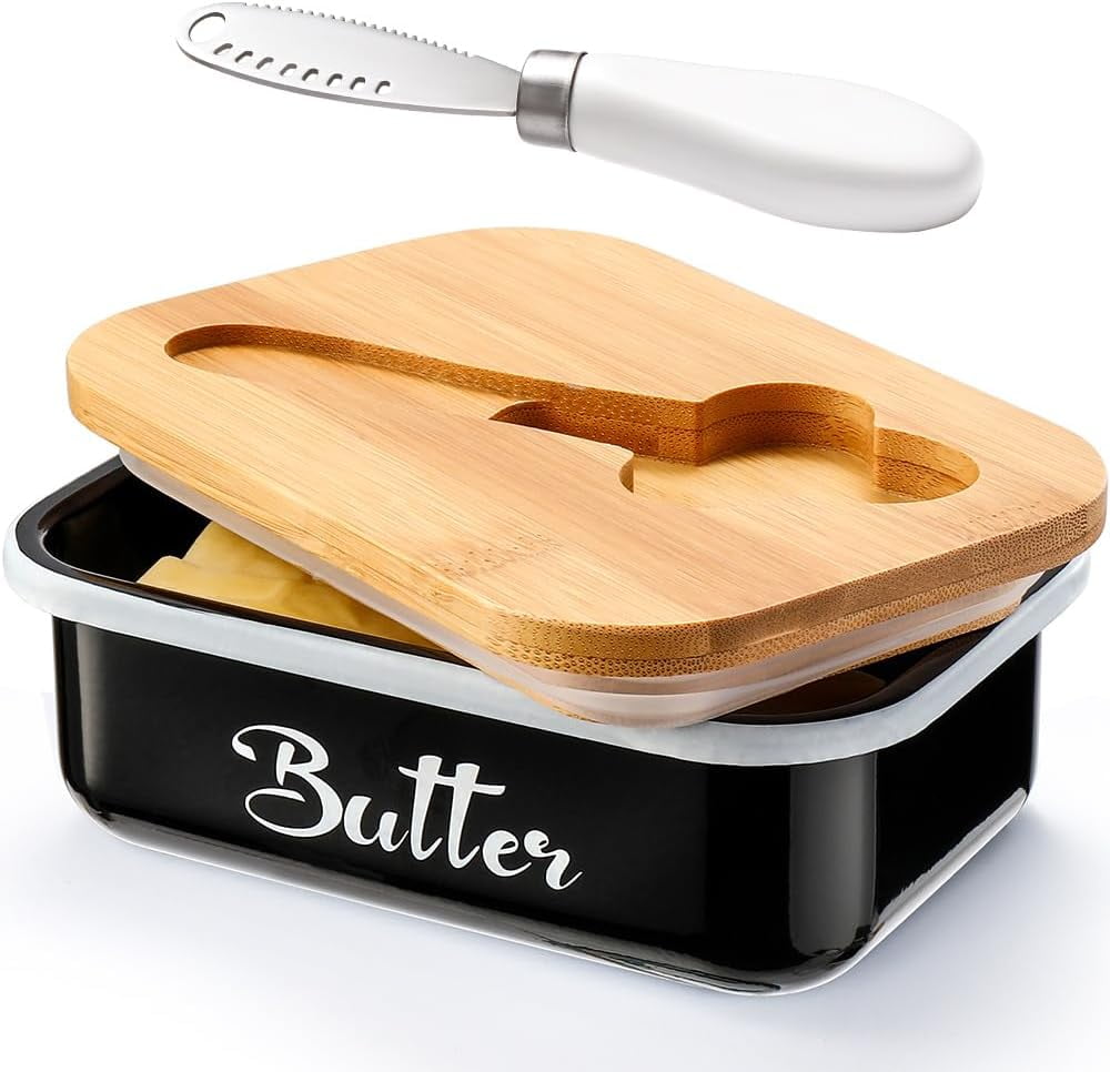 Butter dish with lid, countertop butter dish, metal butter box (with ...