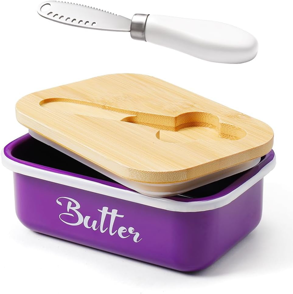 Butter dish with lid, countertop butter dish, metal butter box (with ...