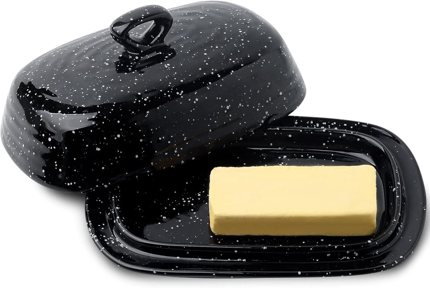 Butter dish with lid for countertop, ceramic butter holder with handles ...
