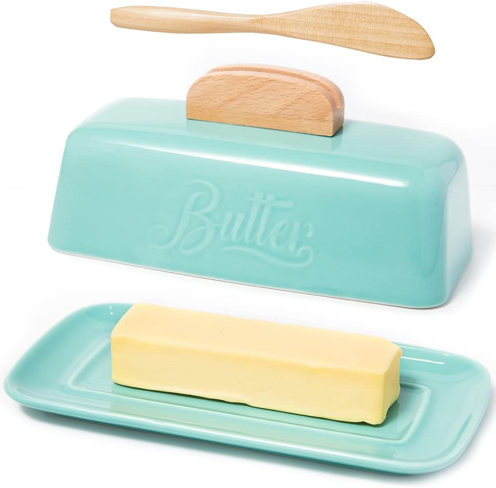 Butter tray with lid and knife, butter tray, ceramic butter rack for ...