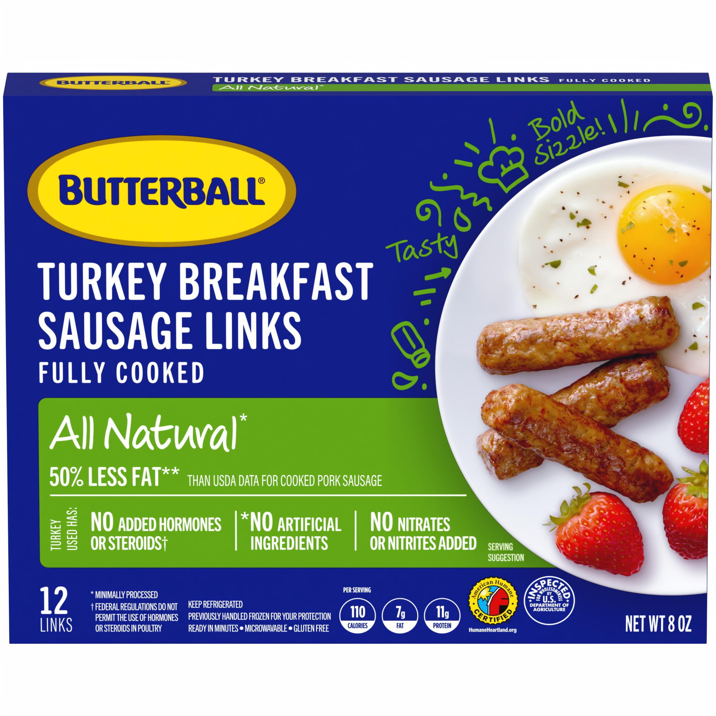 Butterball All Natural Turkey Breakfast Sausage Links, 12 Links ...