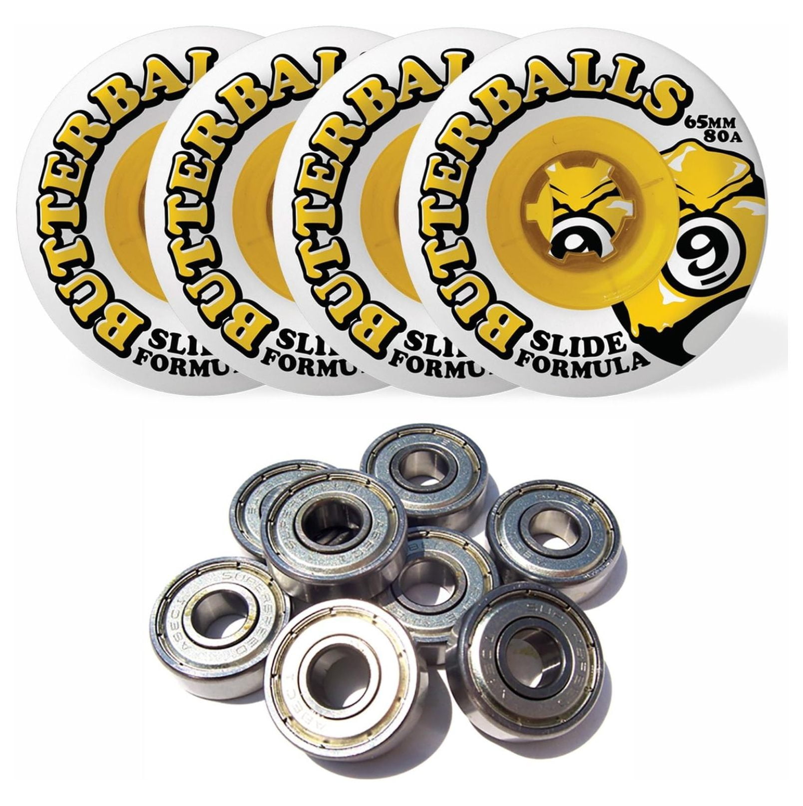 Butterballs Slide Formula 65MM 80A Longboard Wheels Set of 4 WITH ...