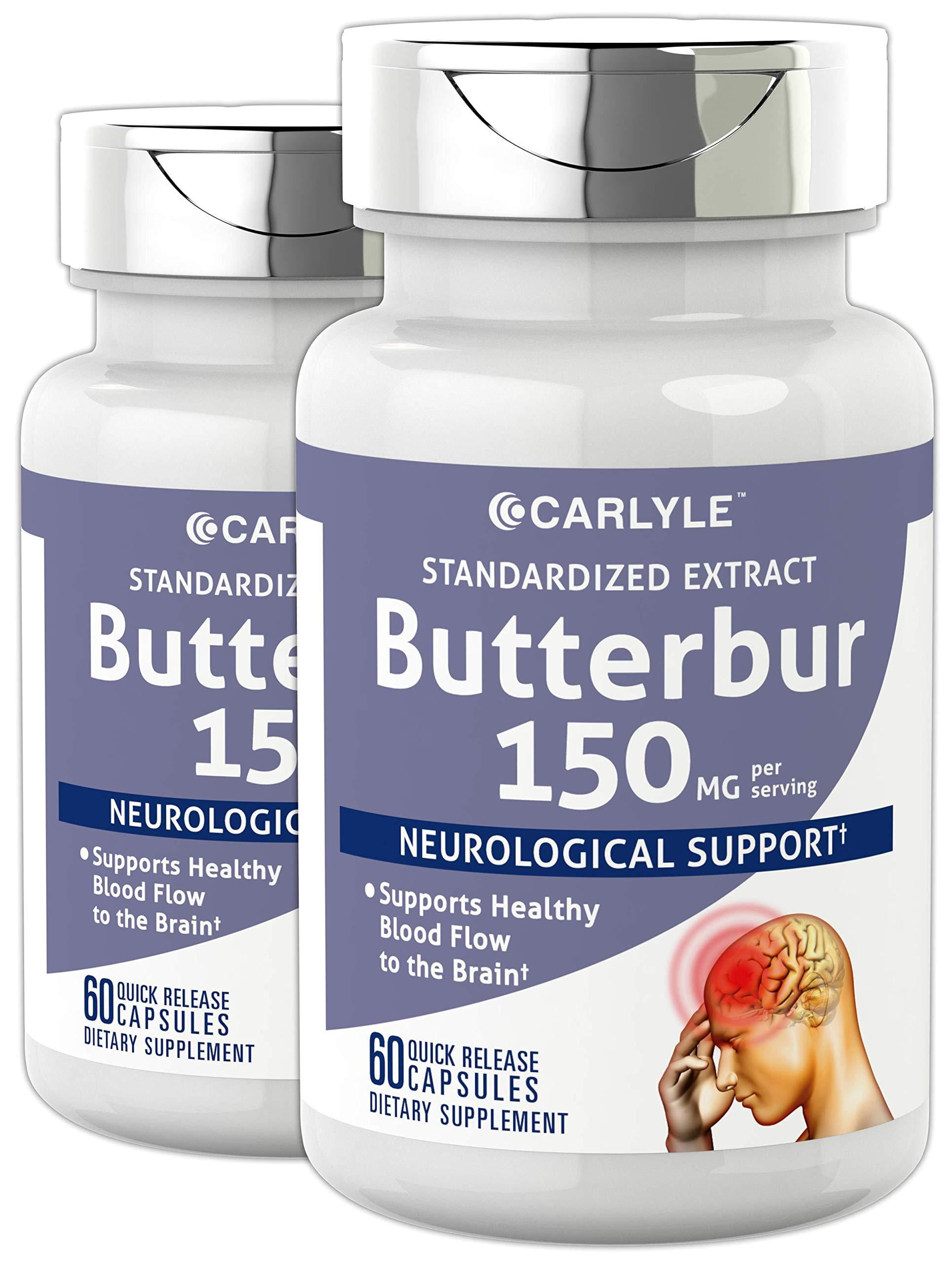Carlyle Butterbur Extract 150mg, Herbal Supplement, 180 Capsules ...