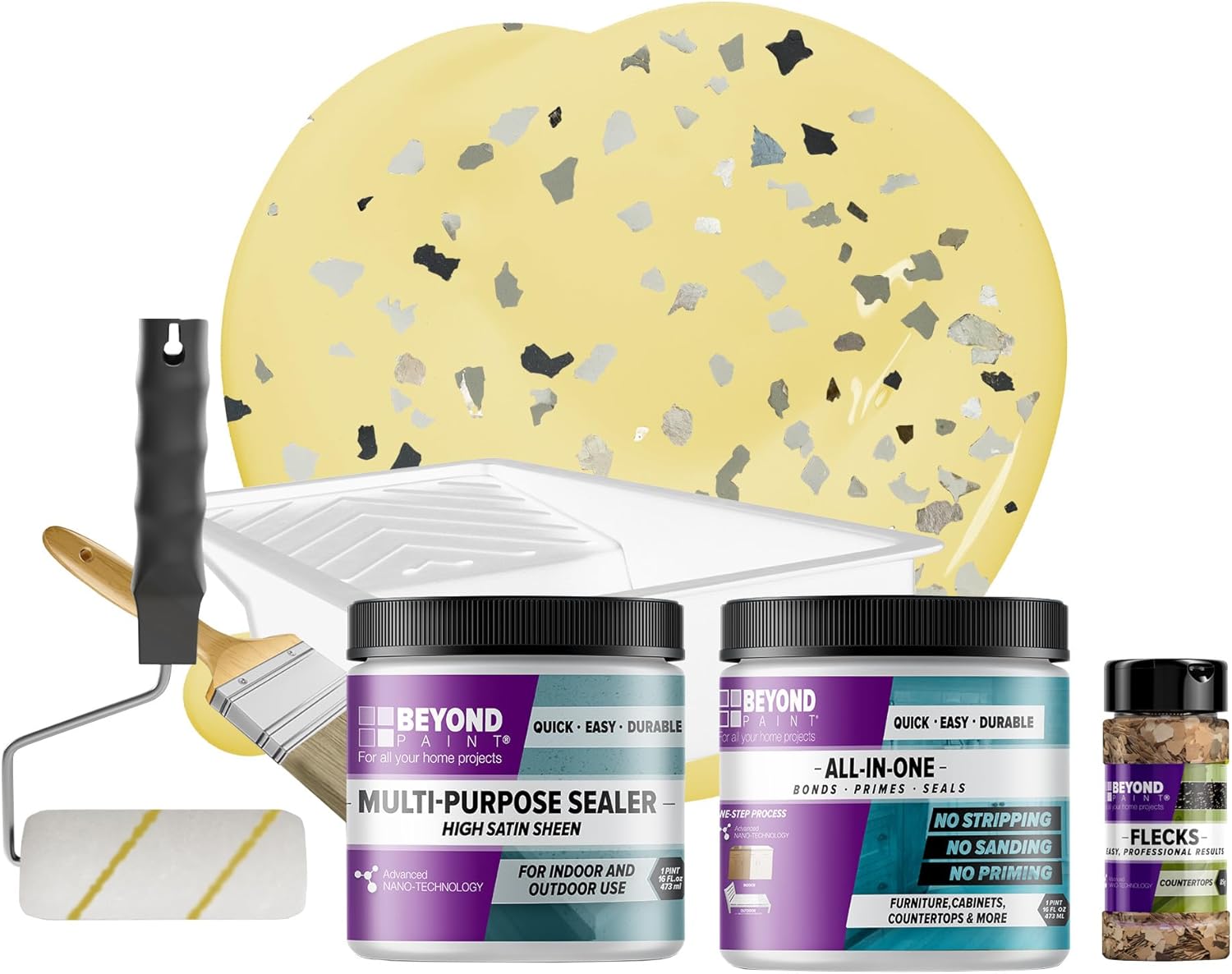 Buttercream Smoked Gray Flecks Countertop Makeover Kit with Paint ...