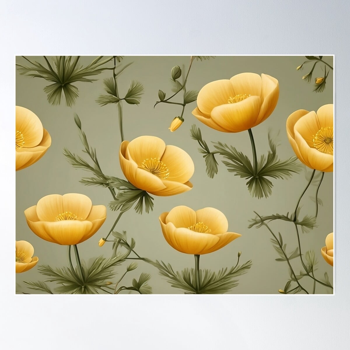 Buttercup Inspired Botanical Design Poster Wall Art, Modern Wall Decor ...