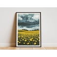 Buttercup Meadow Stormy Sky Landscape Botanical Yellow Flower Field ...