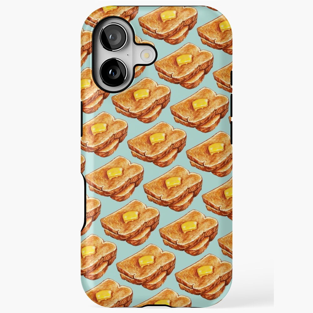 Buttered Toast Pattern Food Illustration Tough Case for iPhone 17 to 11 ...