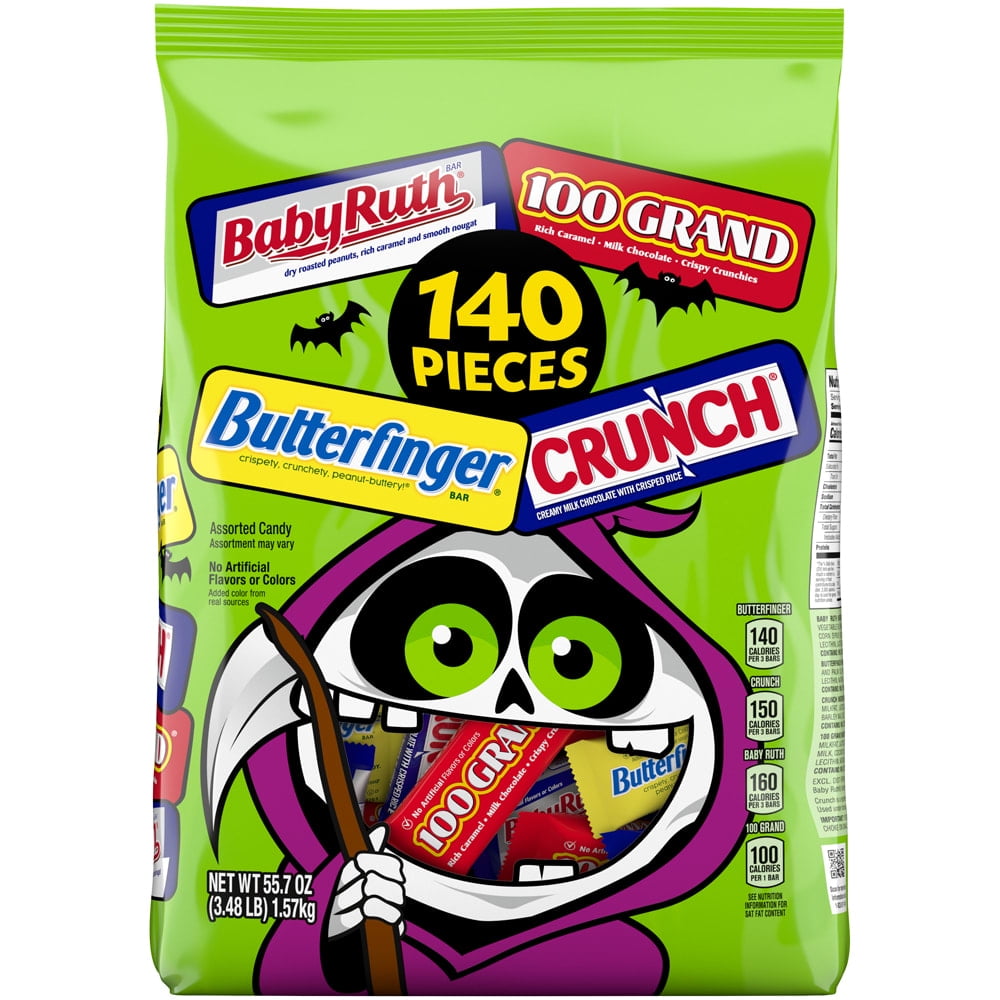Butterfinger, CRUNCH, Baby Ruth, 100 Grand Full Chocolate Candy Bag ...