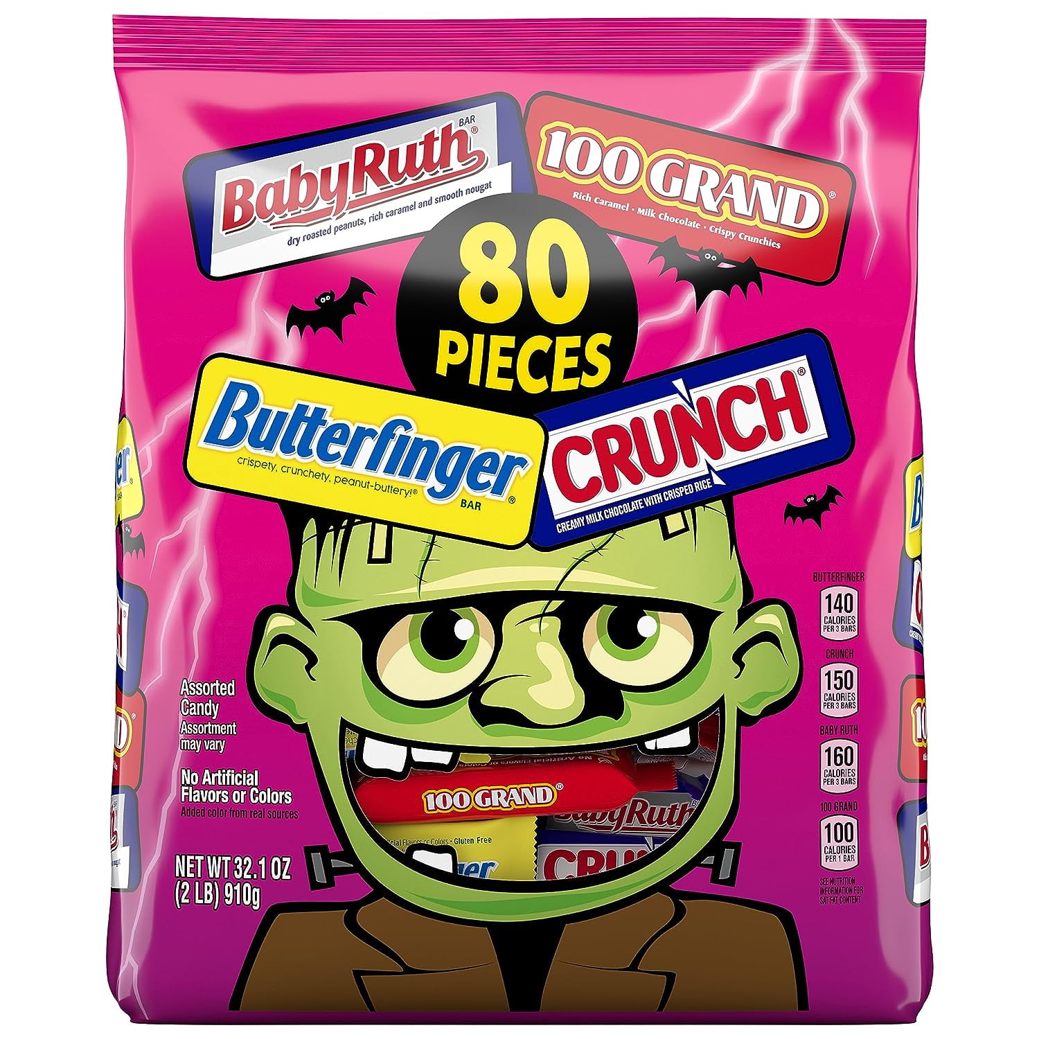 Butterfinger, CRUNCH, Baby Ruth And 100 Grand, 80 Count Candy Variety ...