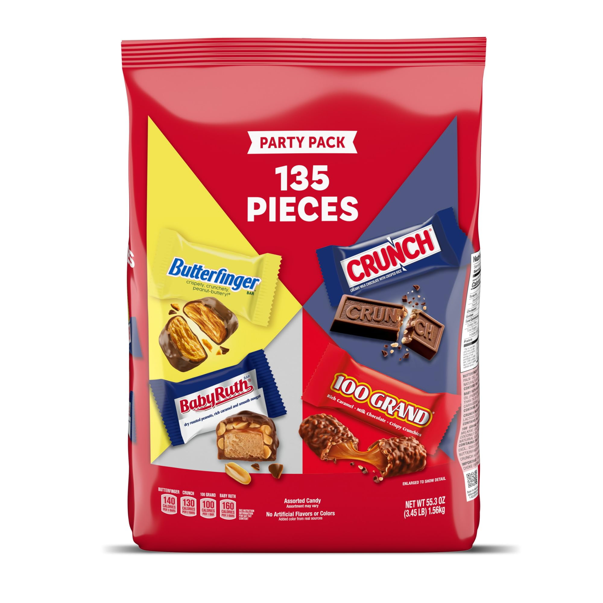 Butterfinger, CRUNCH, Baby Ruth XEF1 and 100 Grand, Bulk 135 Pack ...