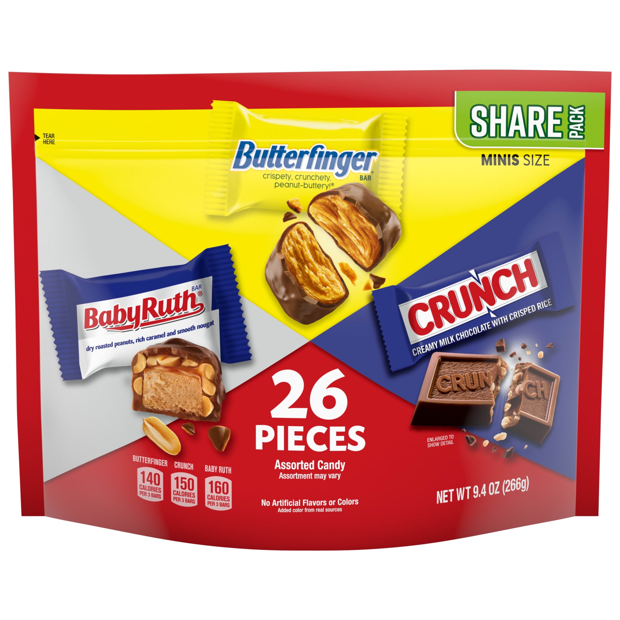 Butterfinger, CRUNCH and Baby Ruth, Assorted Minis Candy Bars, 9.4 oz ...