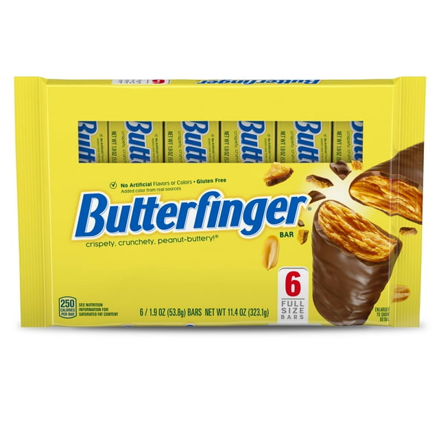 Butterfinger Full Size Chocolatey Peanut-Buttery Candy Bars, 1.9 oz ...