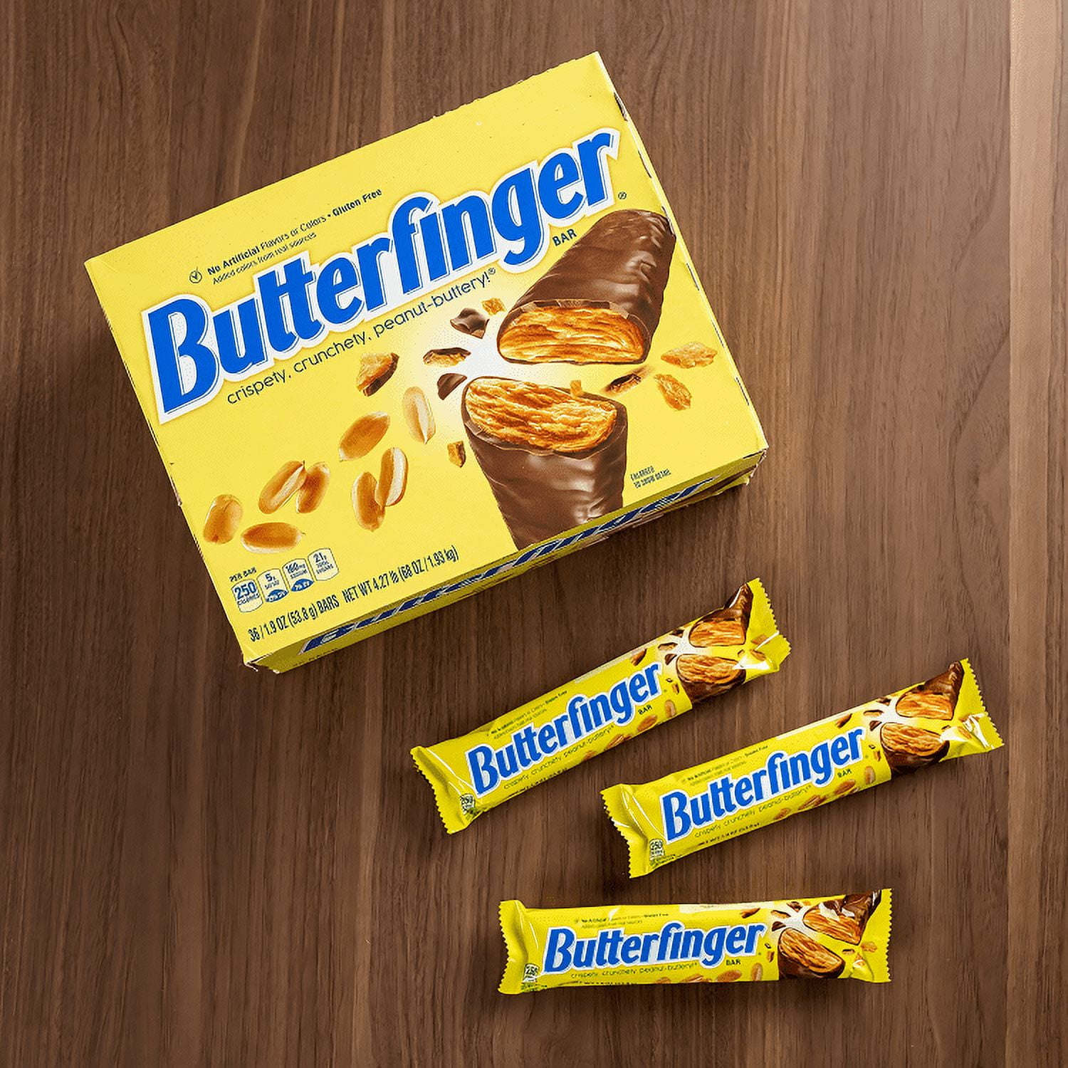 Butterfinger Milk Chocolate Candy Bars, Full Size, Crispety Crunchy ...