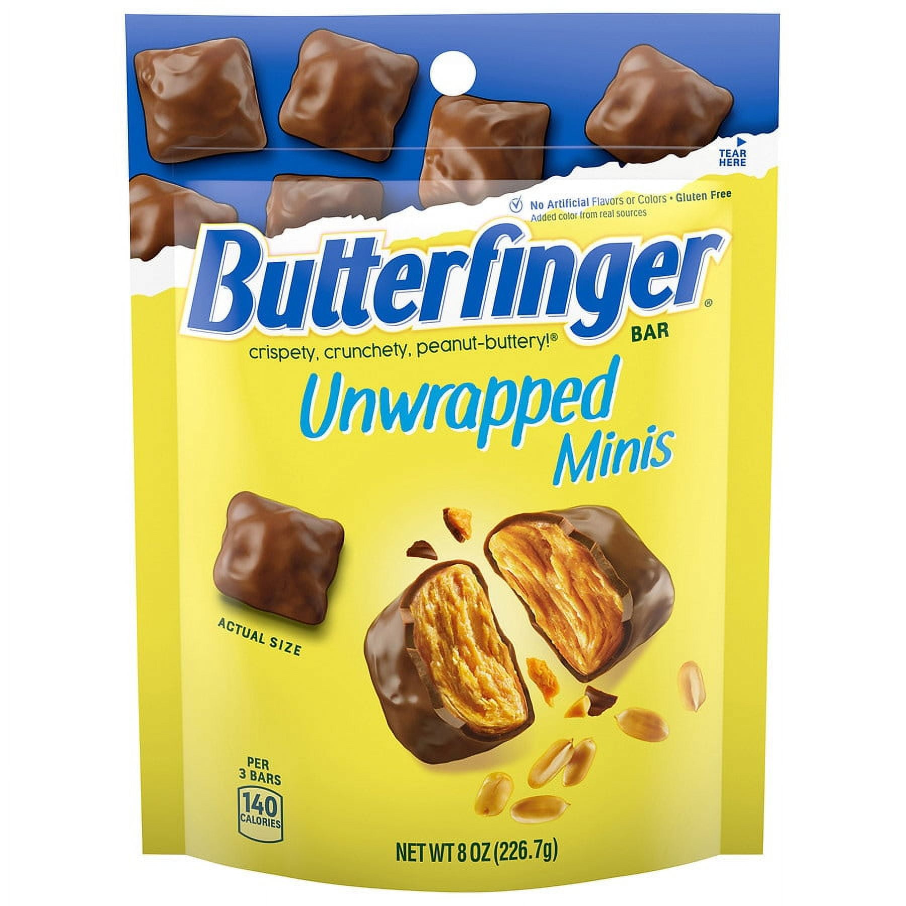 Butterfinger Minis, Peanut-Buttery Chocolate Bites, Resealable Bag, 8.0 ...