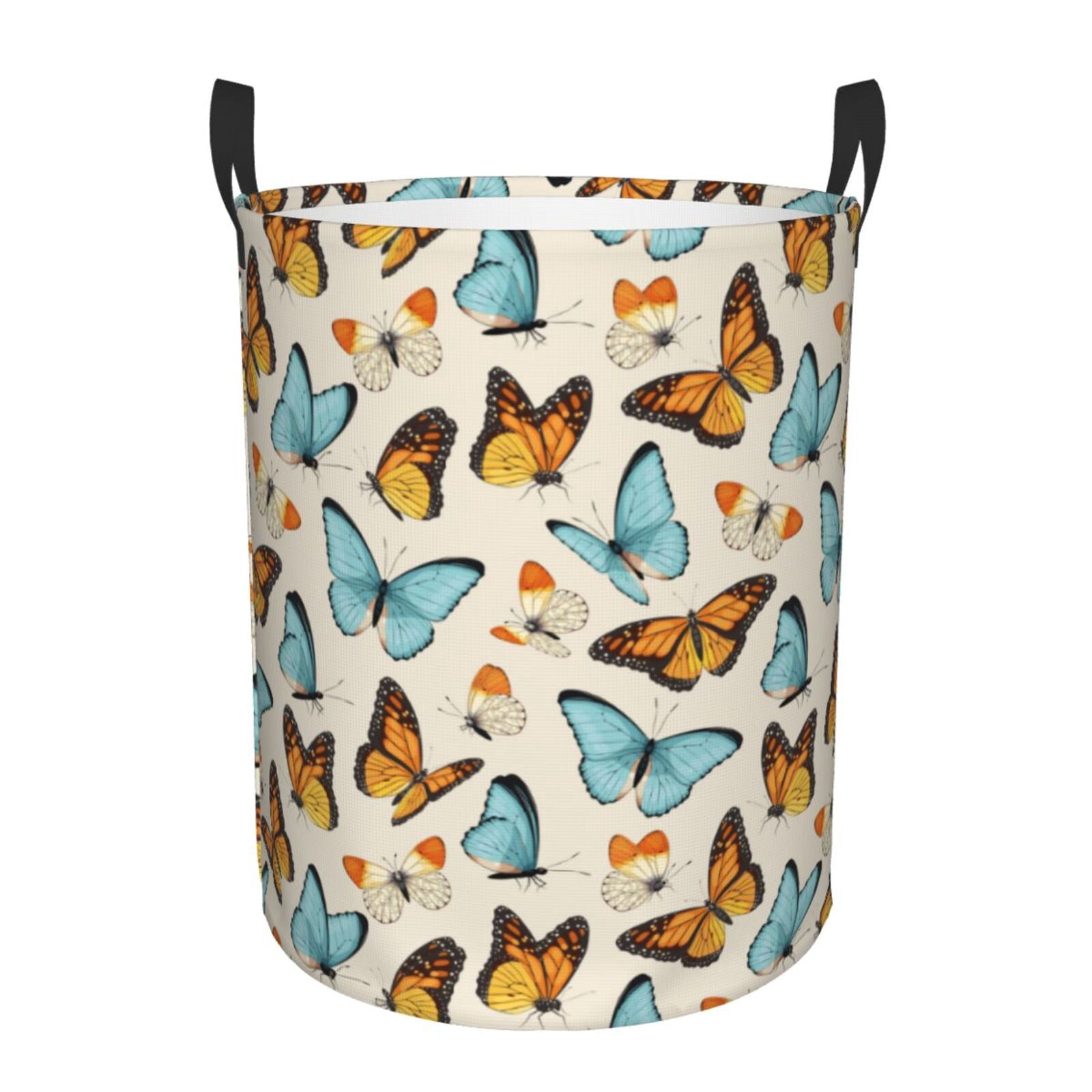 Butterflies (2) Round Laundry Basket, Laundry Hamper with Handle ...