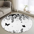 Butterflies 3.3' Round Rug for Bedroom Reading Corner, Spring Black ...