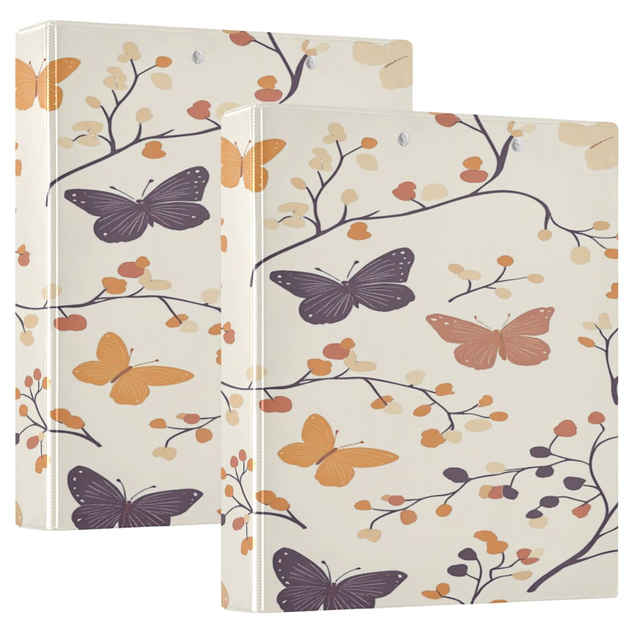 Butterflies Amongst Branches 12.4x10.6in PVC Round Ring Binder, D-Ring ...