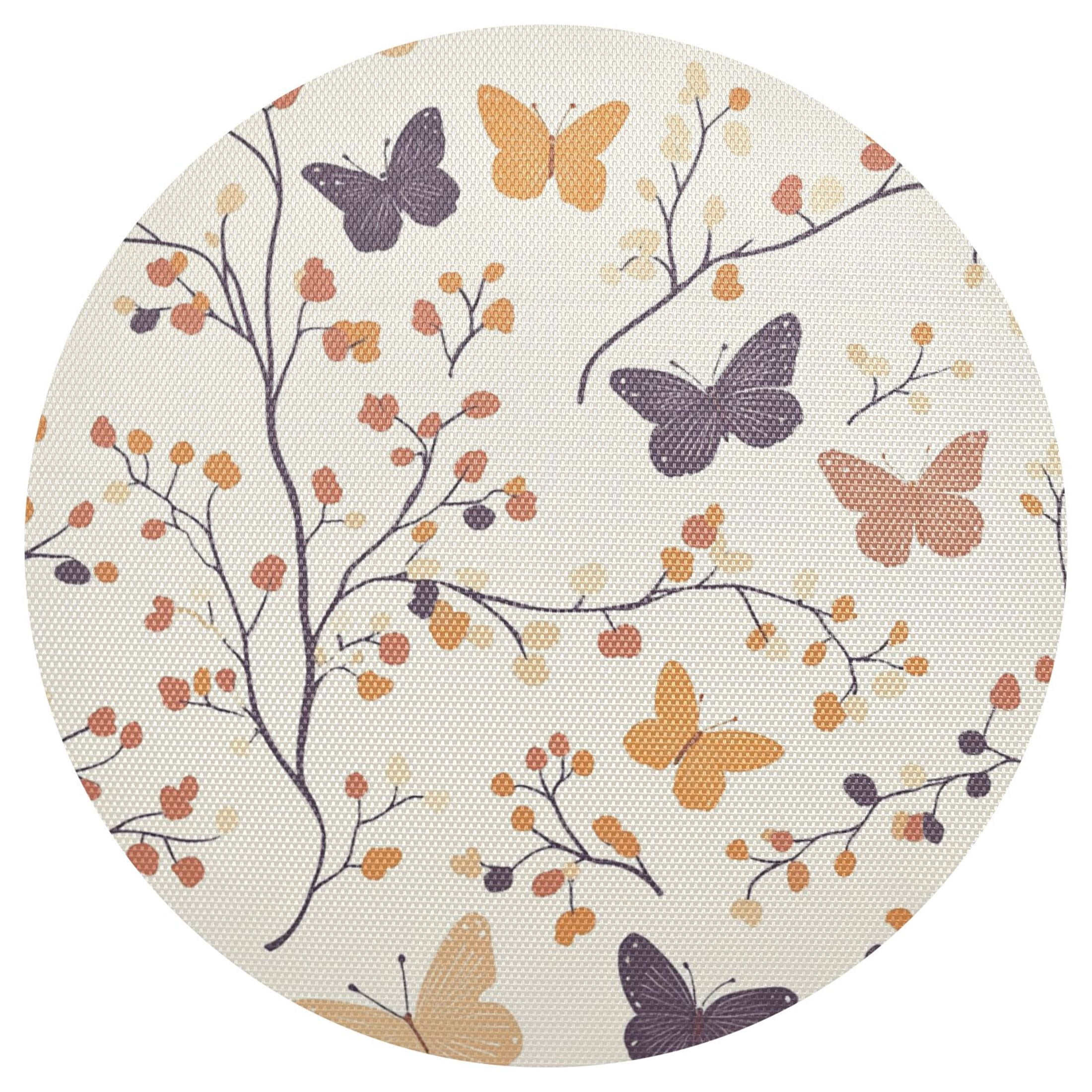 Butterflies Amongst Branches 15.4in Diameter PVC Plate Mat, Heat ...