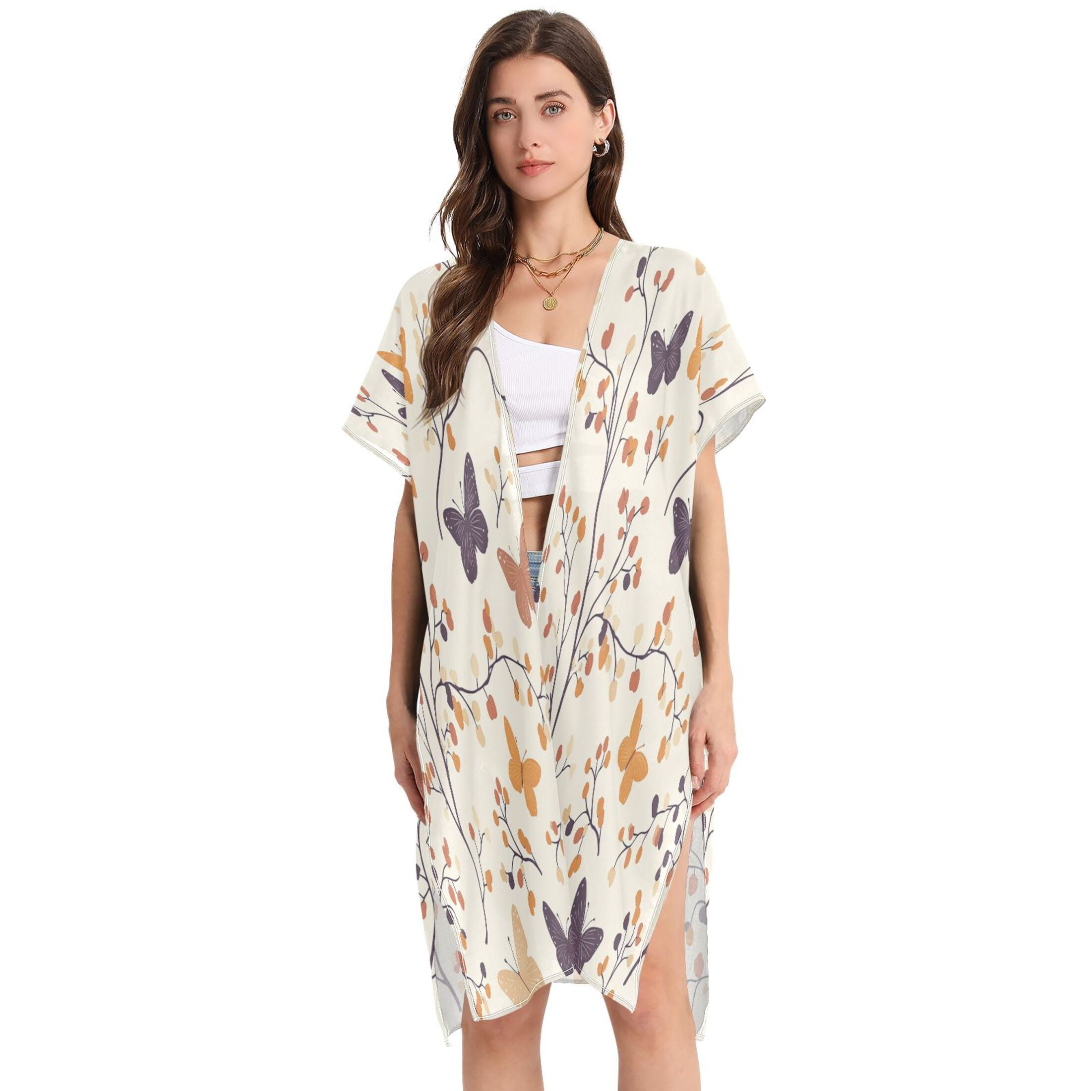 Butterflies Amongst Branches Women's Swimwear Cover Up Summer Cardigan ...