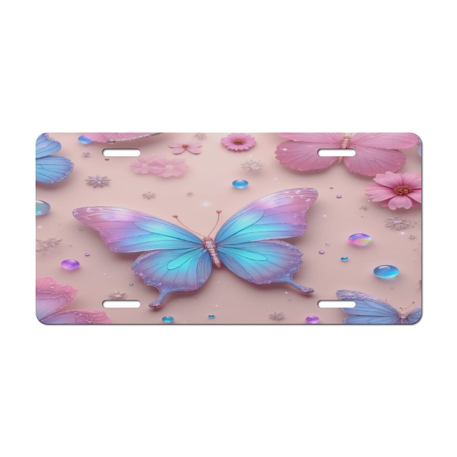 Butterflies And Flowers Pattern License Plate Lightweight Aluminum ...