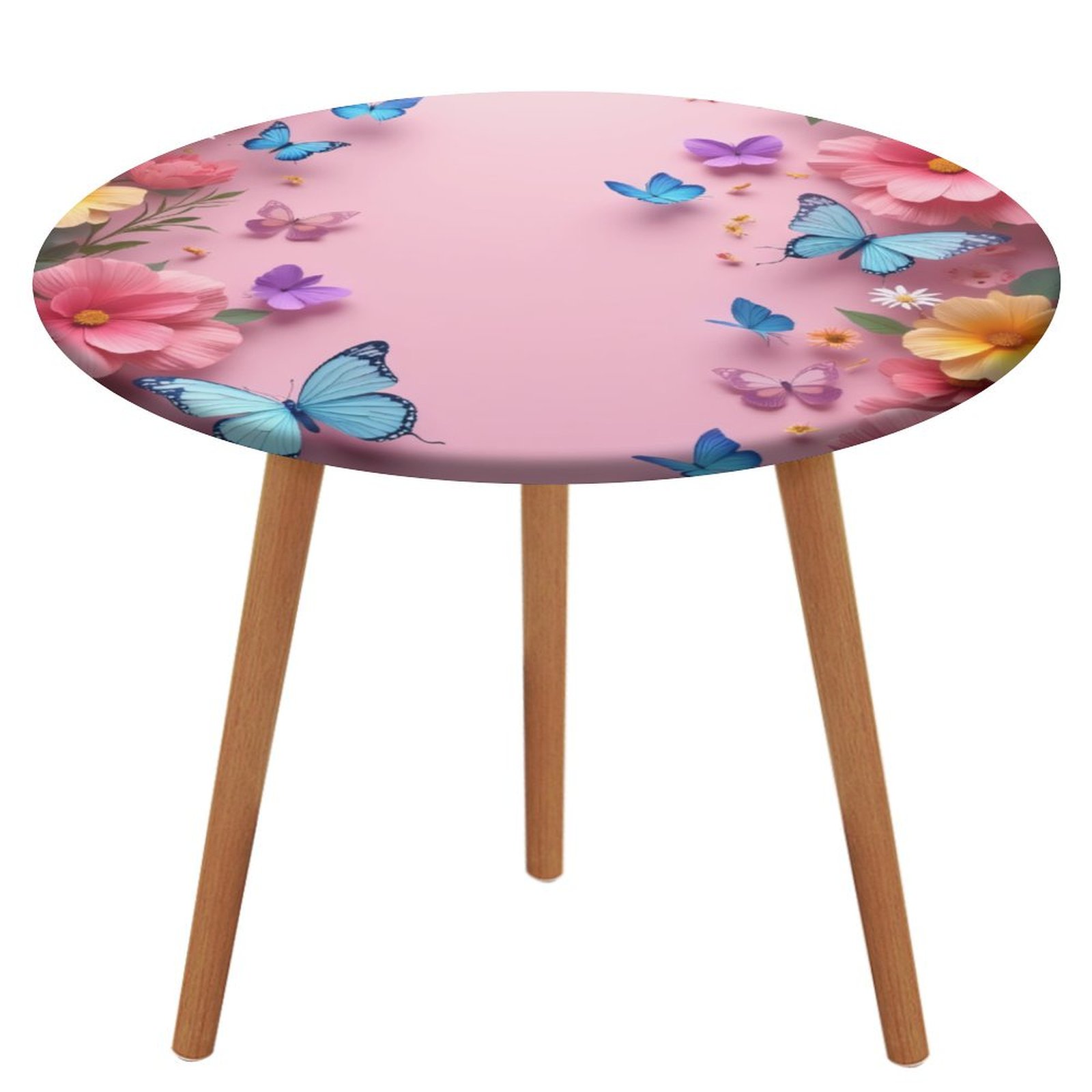 Butterflies And Flowers Pattern Pattern Round Tablecloth Waterproof ...