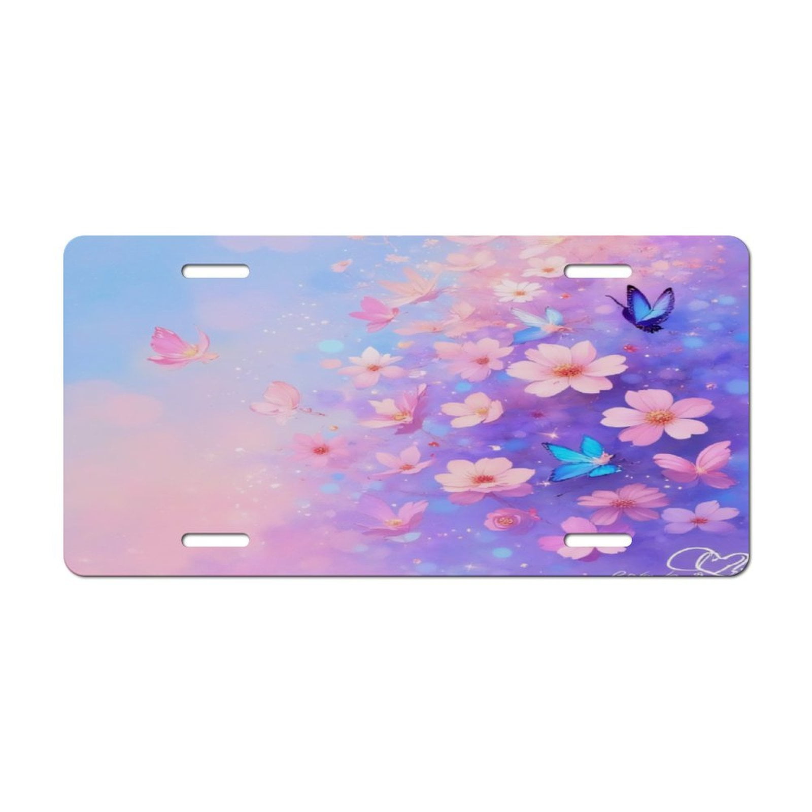 Butterflies And Flowers in Pastel Colors License Plate Lightweight ...