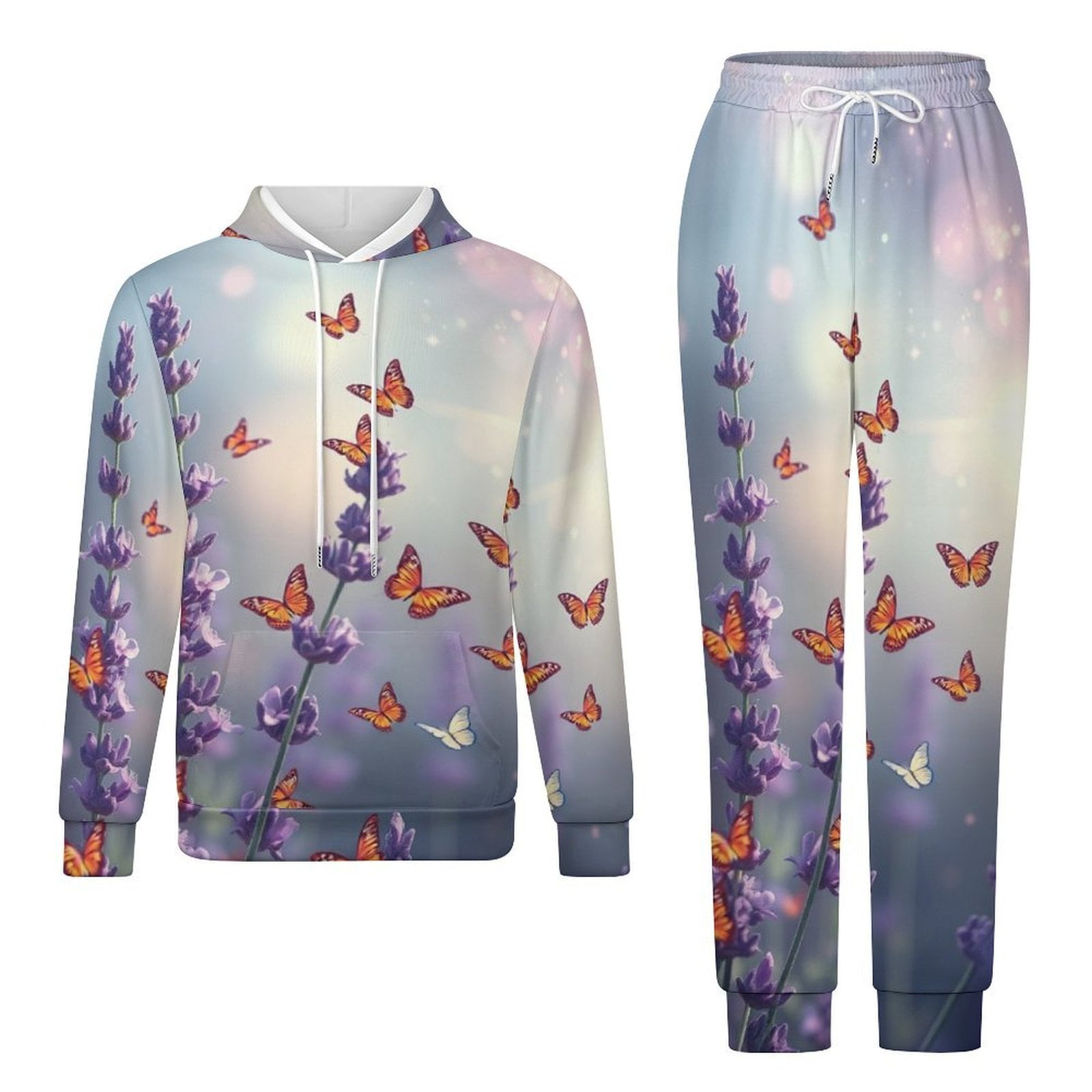 Butterflies And Lavender Hoodie And Pants Set Tracksuit Men Women ...