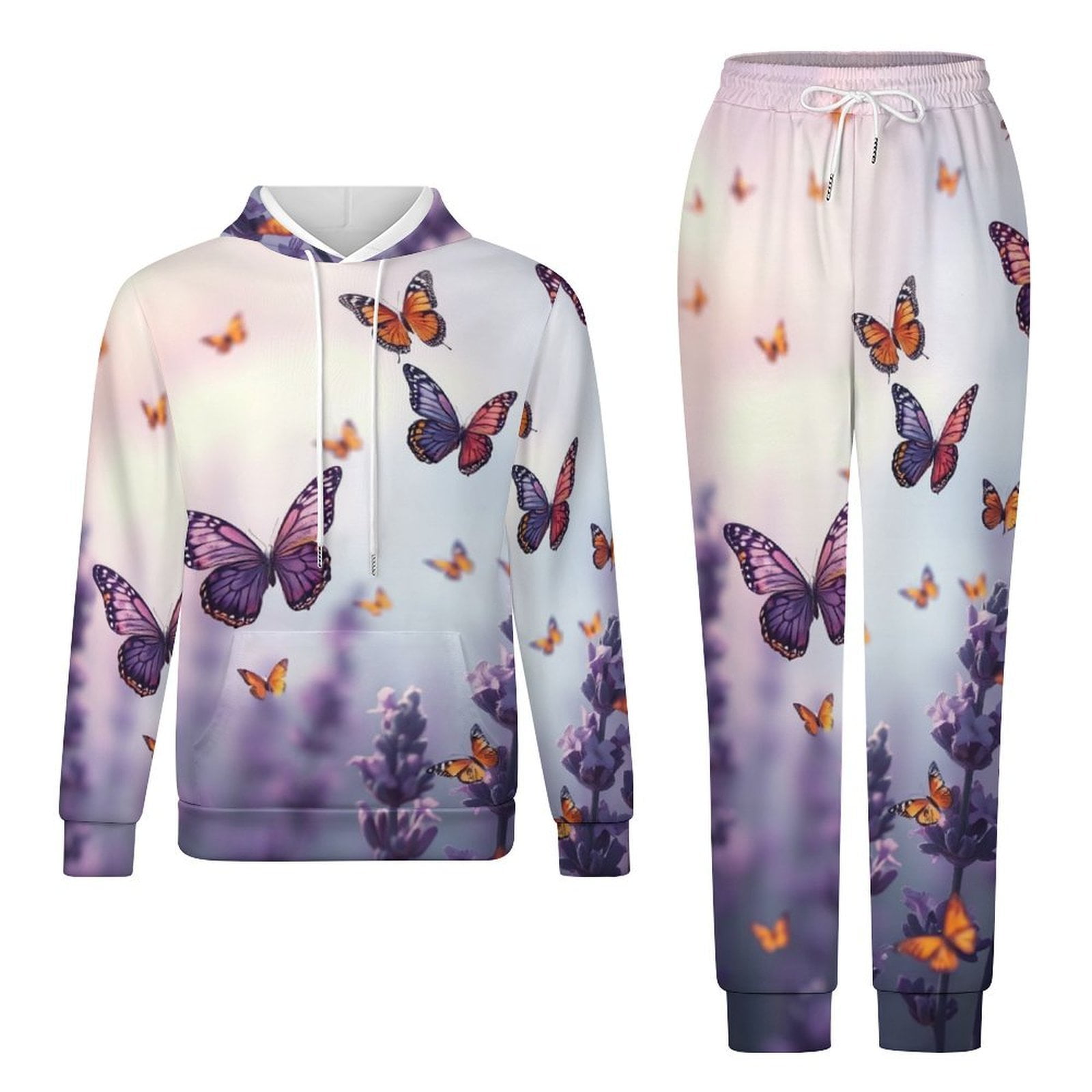 Butterflies And Lavender. Hoodie + Pants Suit Cool Men/Women 2 Pcs ...