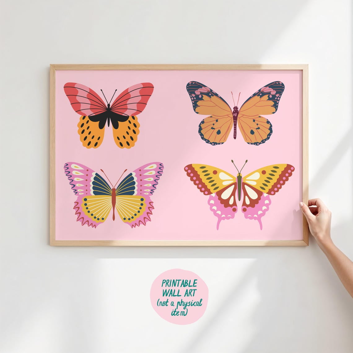 Butterflies Art Print, Dopamine Wall Art, Pink Orange Wall Art ...