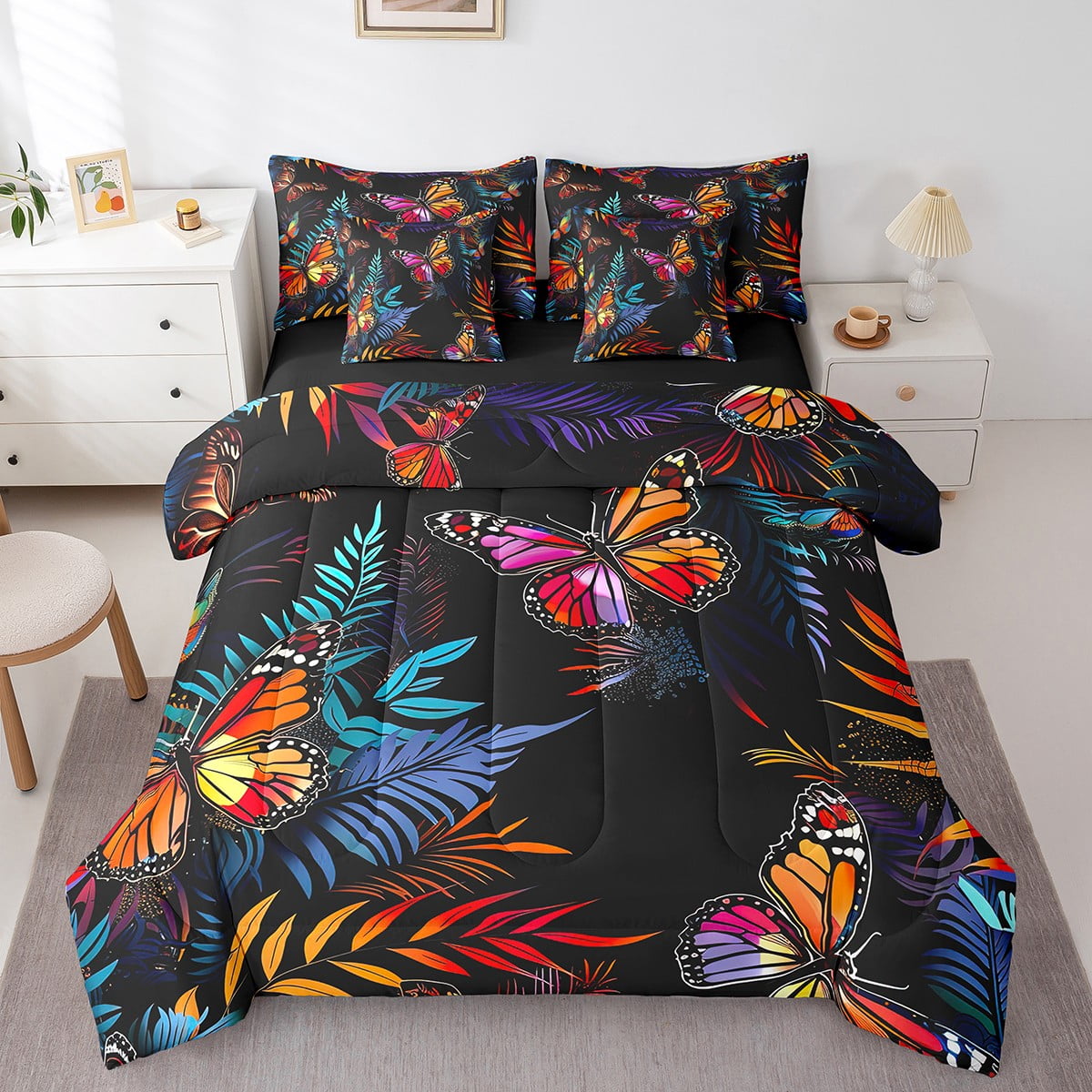 Butterflies Bed in a Bag King 7 Pieces - King Size Comforter Set ...