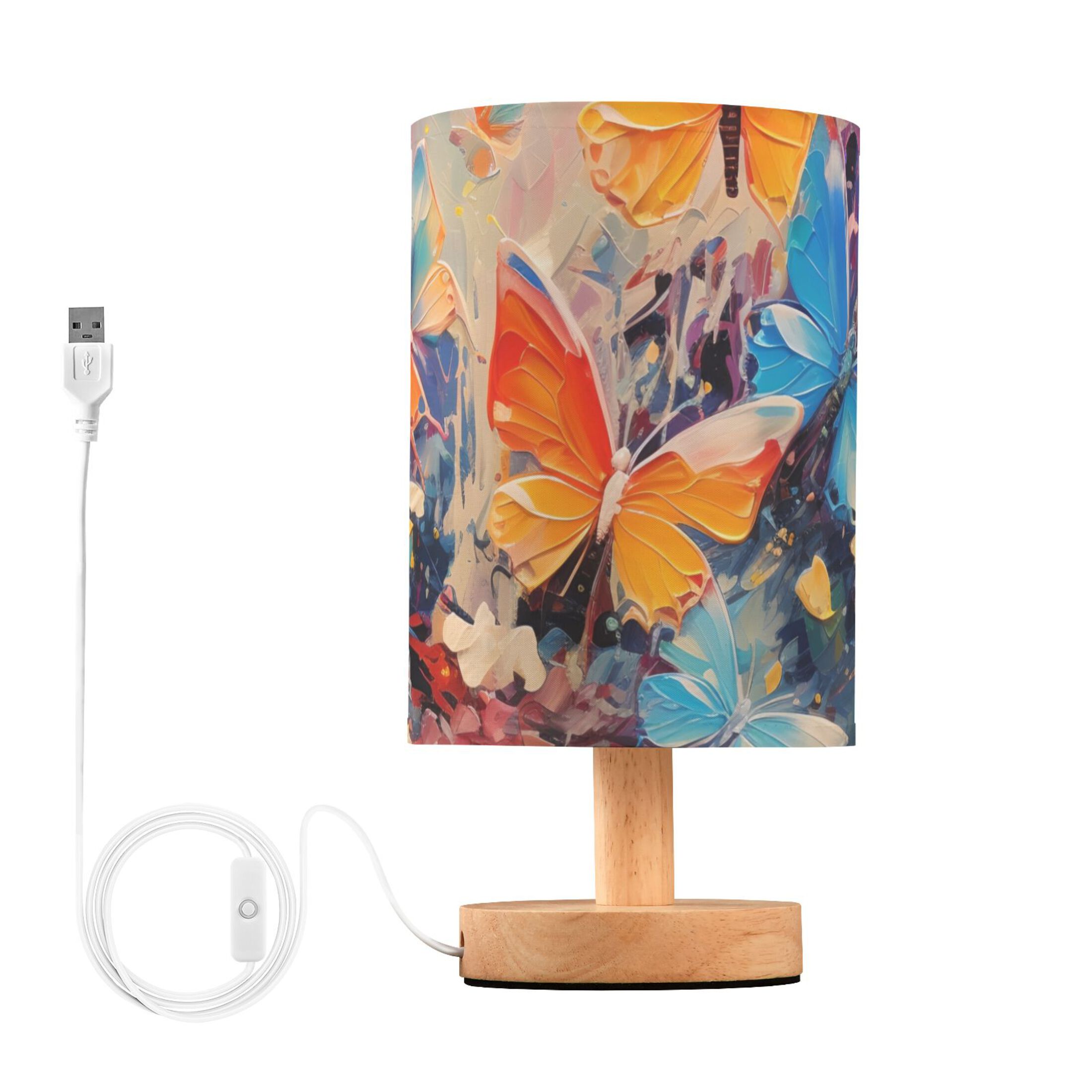 Butterflies Bedside Table Lamp LED Warm Lights with USB Charging Port ...