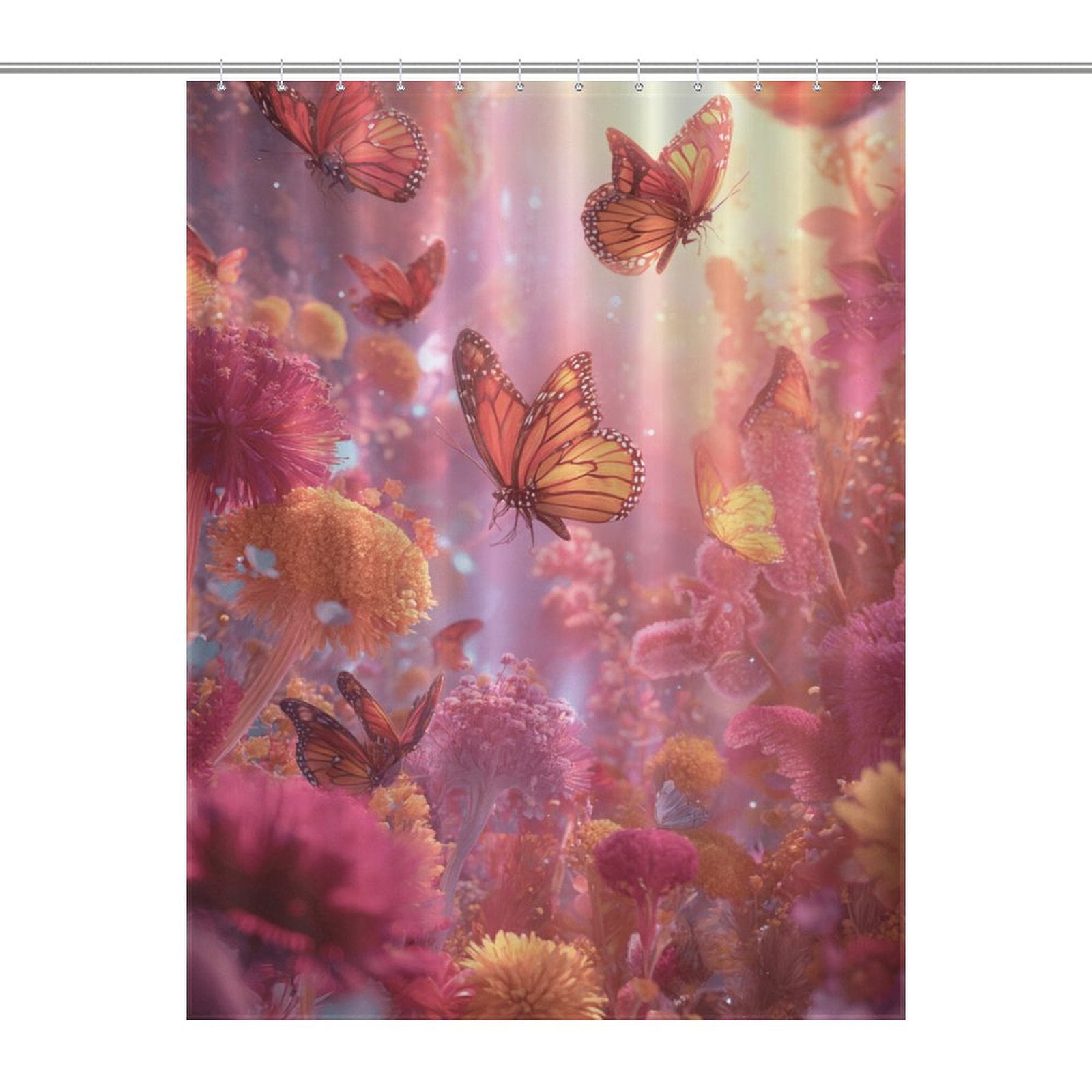 Butterflies Bloom Vibrant Flower Garden Fantasy Shower Curtain ...