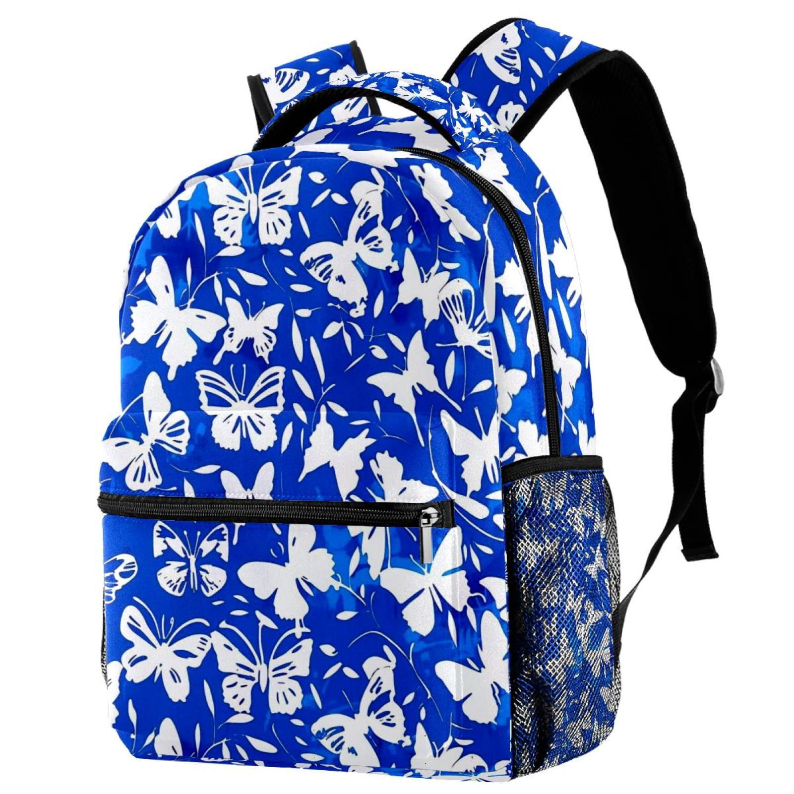 Butterflies Blue Background Lightweight Backpacks Roomy Interior ...