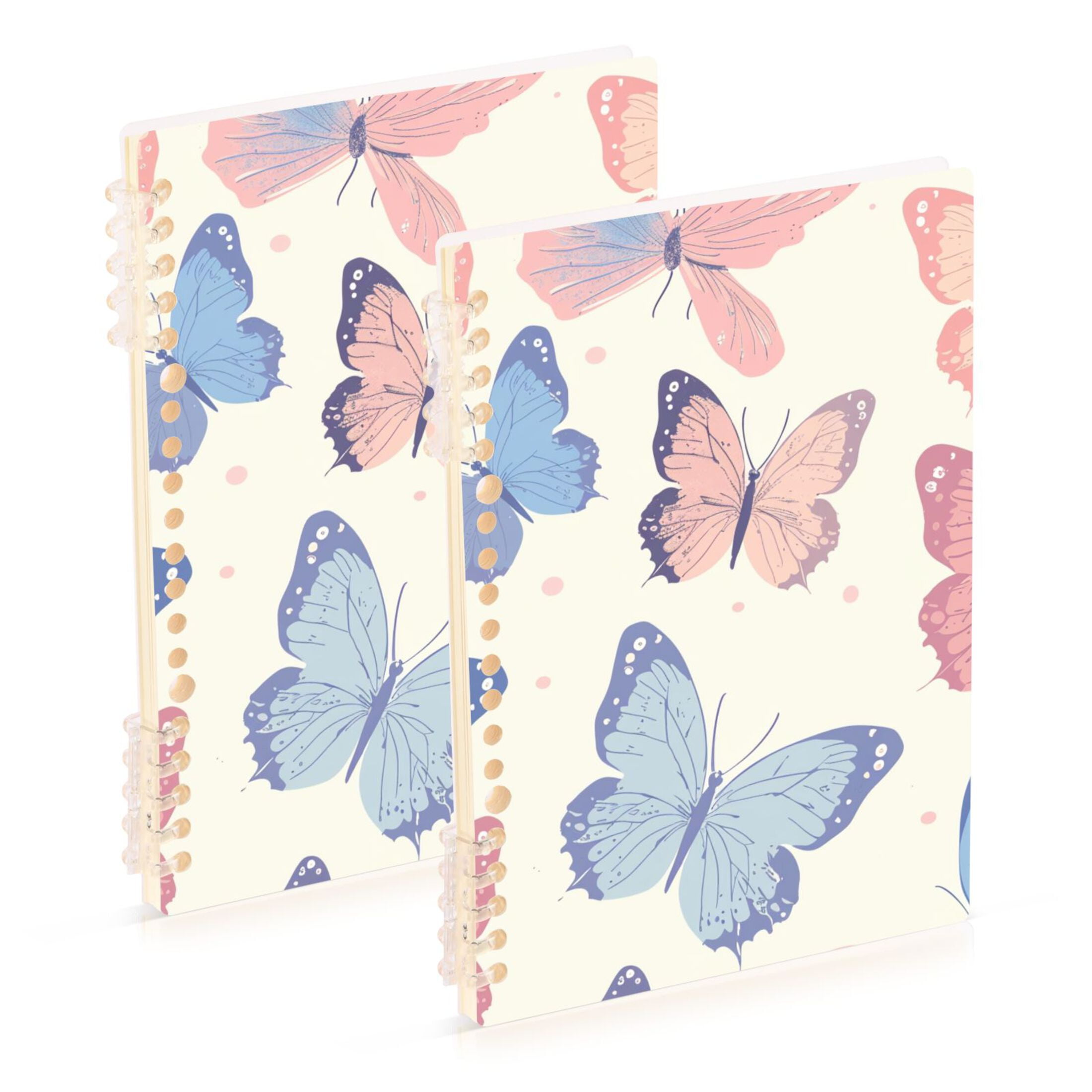 Butterflies Blue and Pink Ring Binder Notebook Journey Note Diary ...