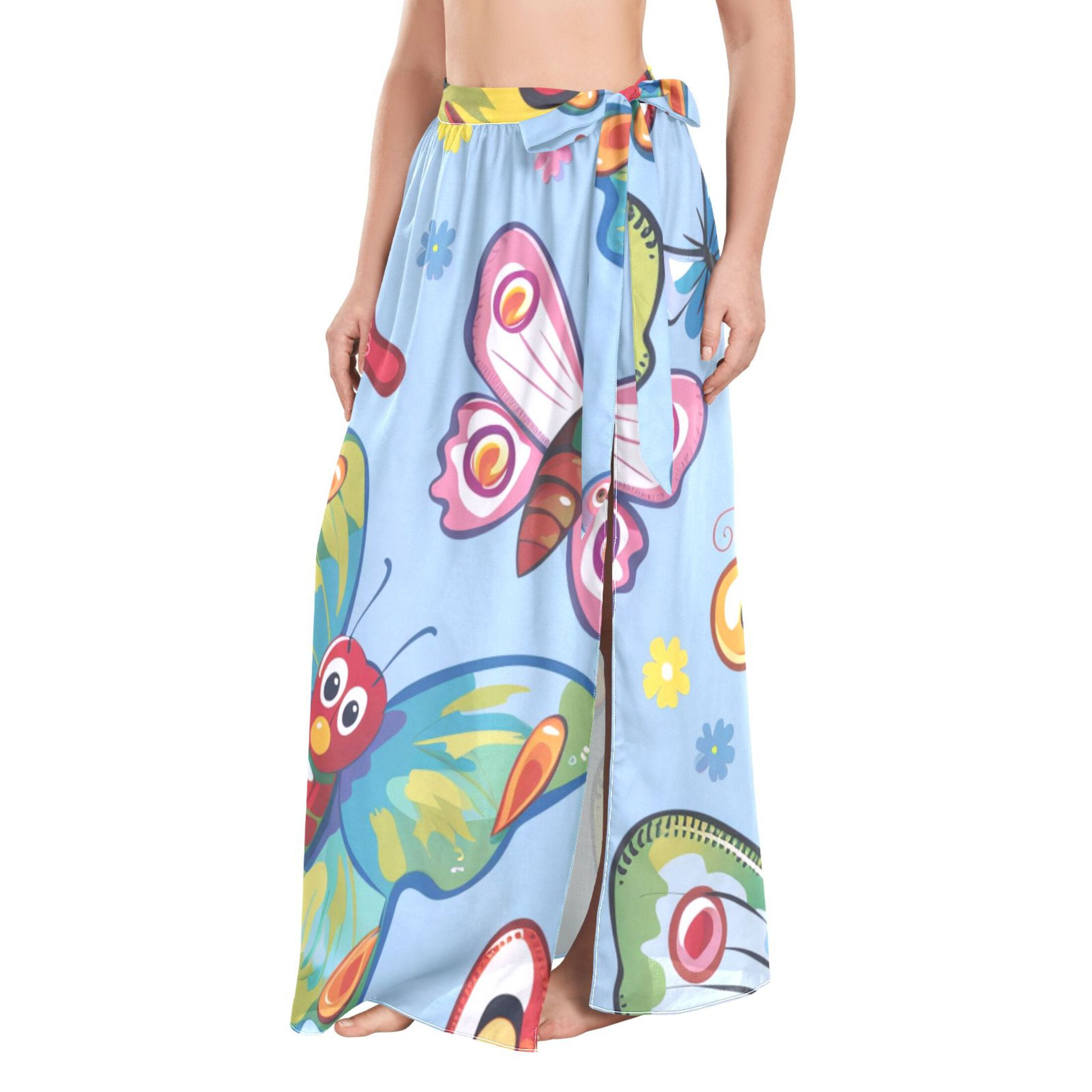 Butterflies Cartoon Women's Swimwear Cover Ups Strappy Beach Dress ...