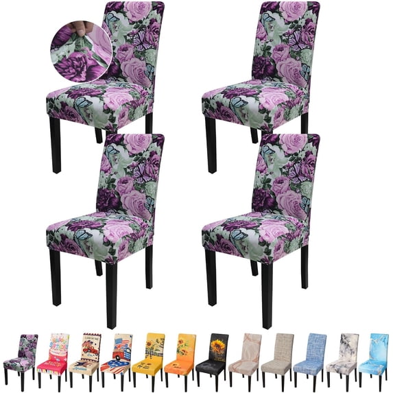 Butterflies Chair Covers for Dining Room Set of 4, High Stretch ...