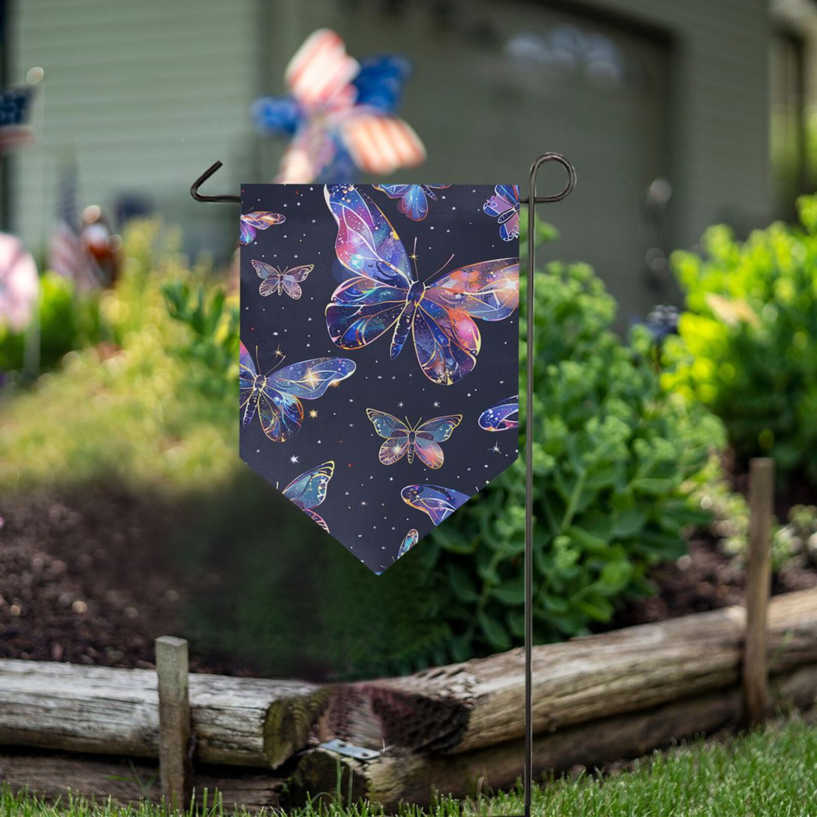Butterflies Colorful Garden Flag 18" x 12.5" Double Sided Yard Lawn ...