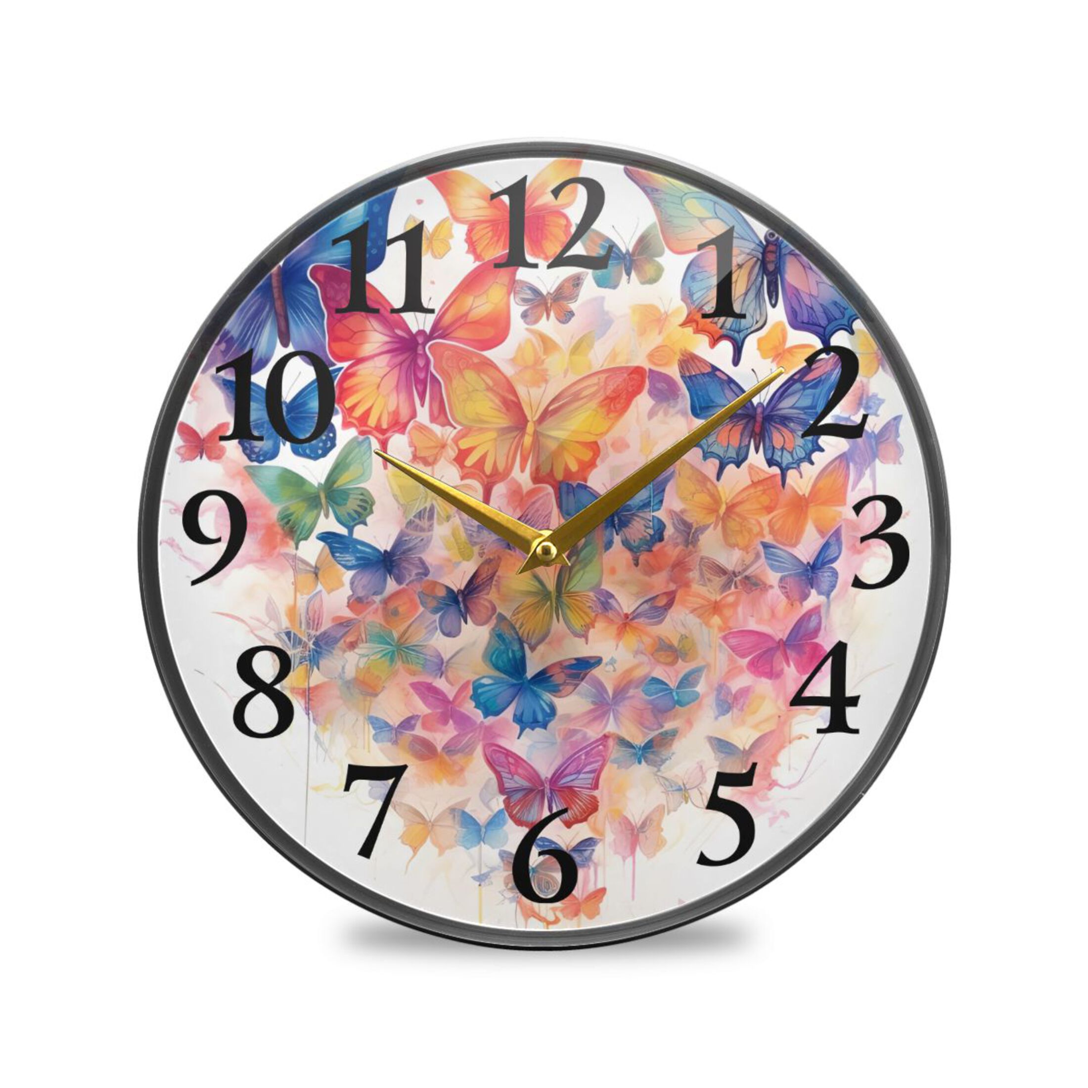 Butterflies Colorful Wall Clocks Battery Operated 11.9 Inch Round Clock ...