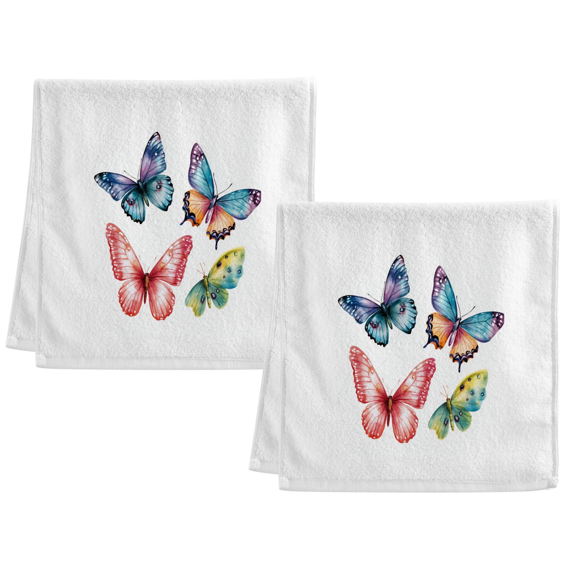 Butterflies Colorful Watercolor Pure Cotton Towels Bath Towel Quick ...