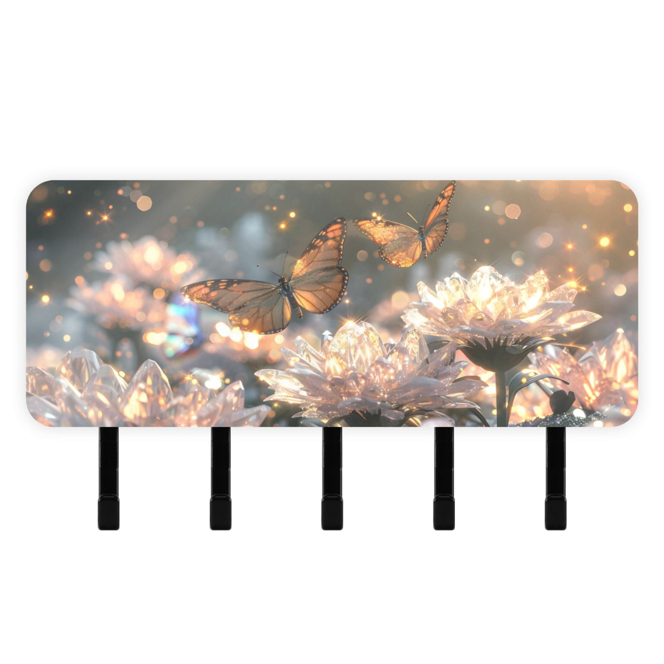 Butterflies Crystal Flowers Key Holder for Wall Mail Holder Organizer ...