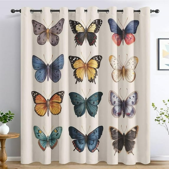 Butterflies Curtains for Living Room, Thermal Insulated Modern ...