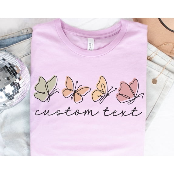 Butterflies Custom Text Tshirt Butterfly Customizable Tshirt Women ...