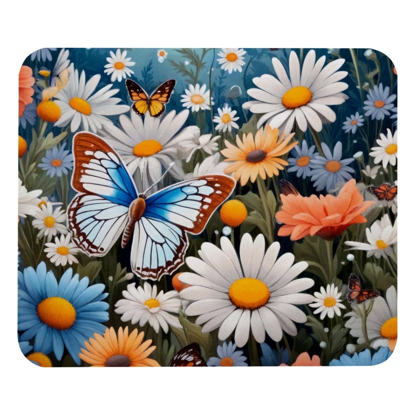 Butterflies Daisies Flower Square Mouse Pads for Wireless Mouse Small ...