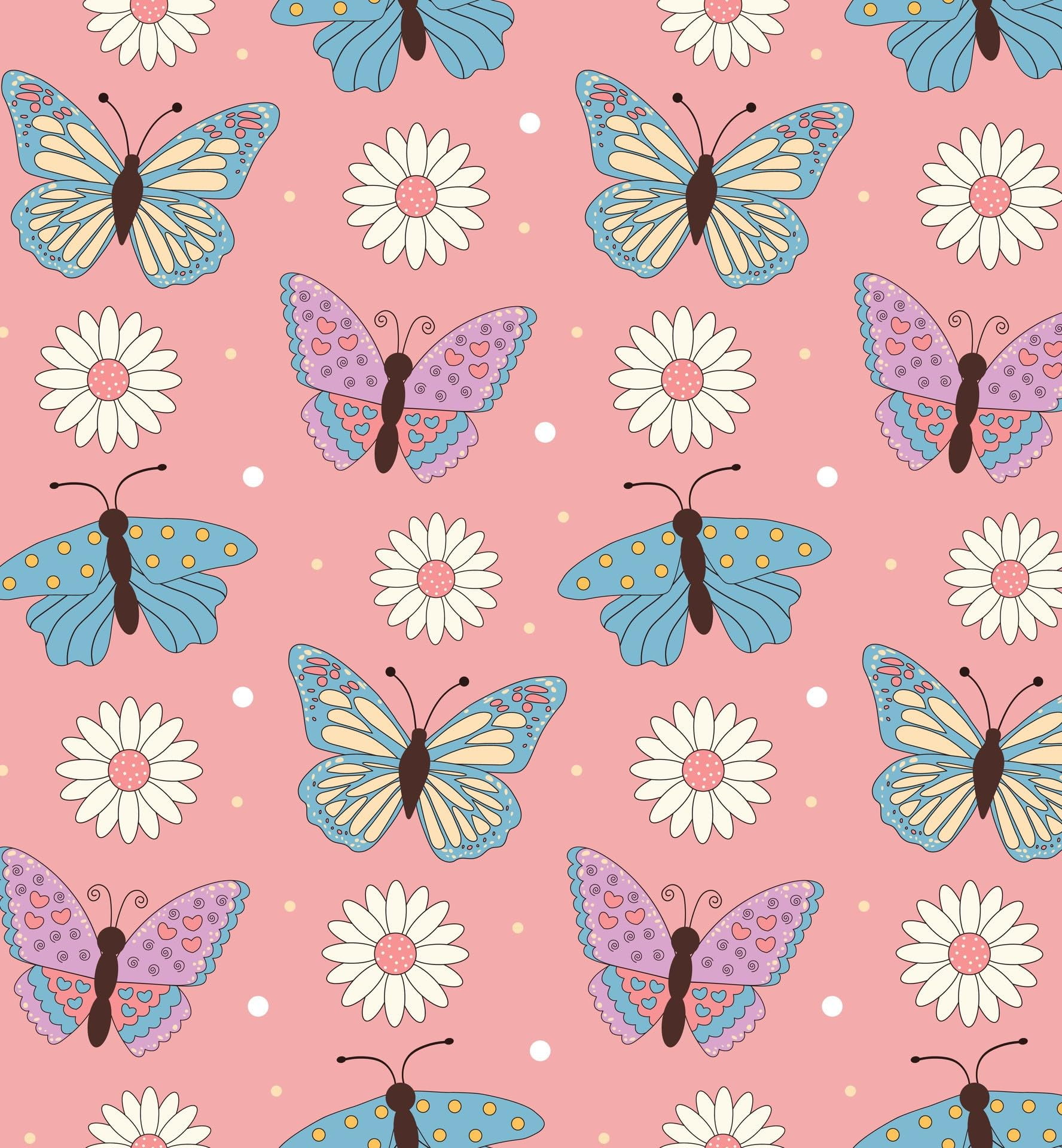 Butterflies & Daisies Pattern Edible Image Photo Cake Topper For Half ...