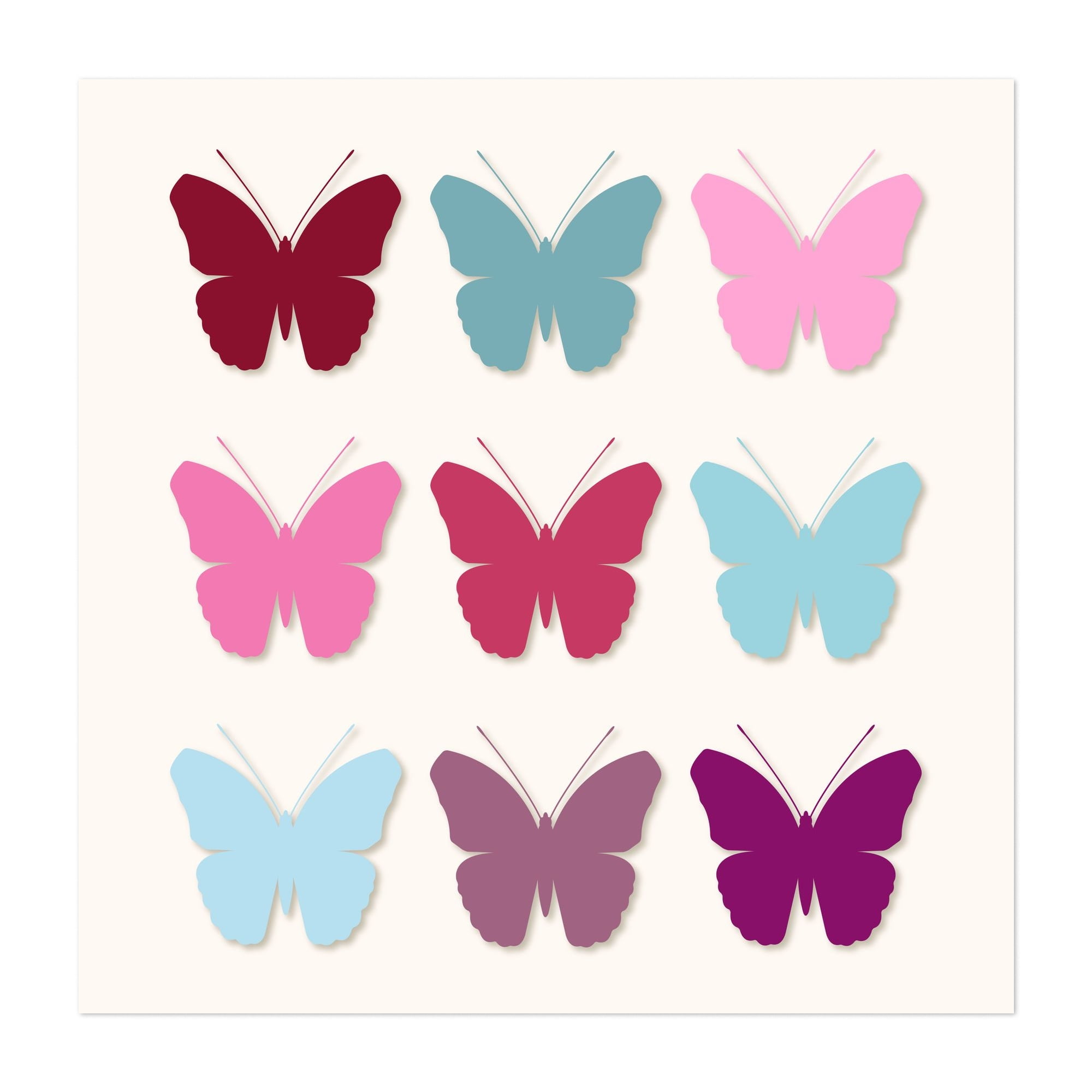 Butterflies Design Color on Cream - Digital Art Butterfly Abstract ...