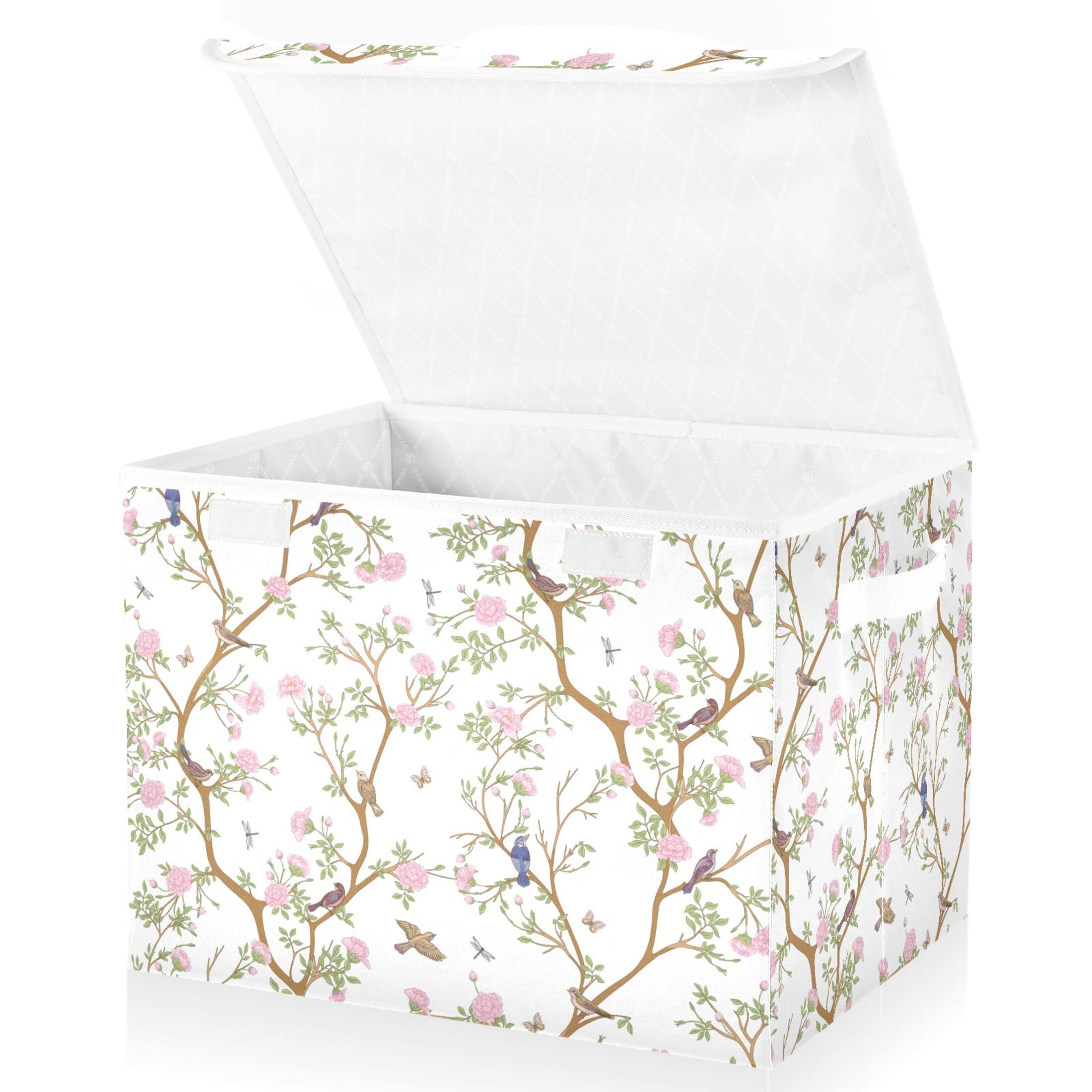 Butterflies Dragonflies with Flowers Large Lidded Storage Bin Foldable ...